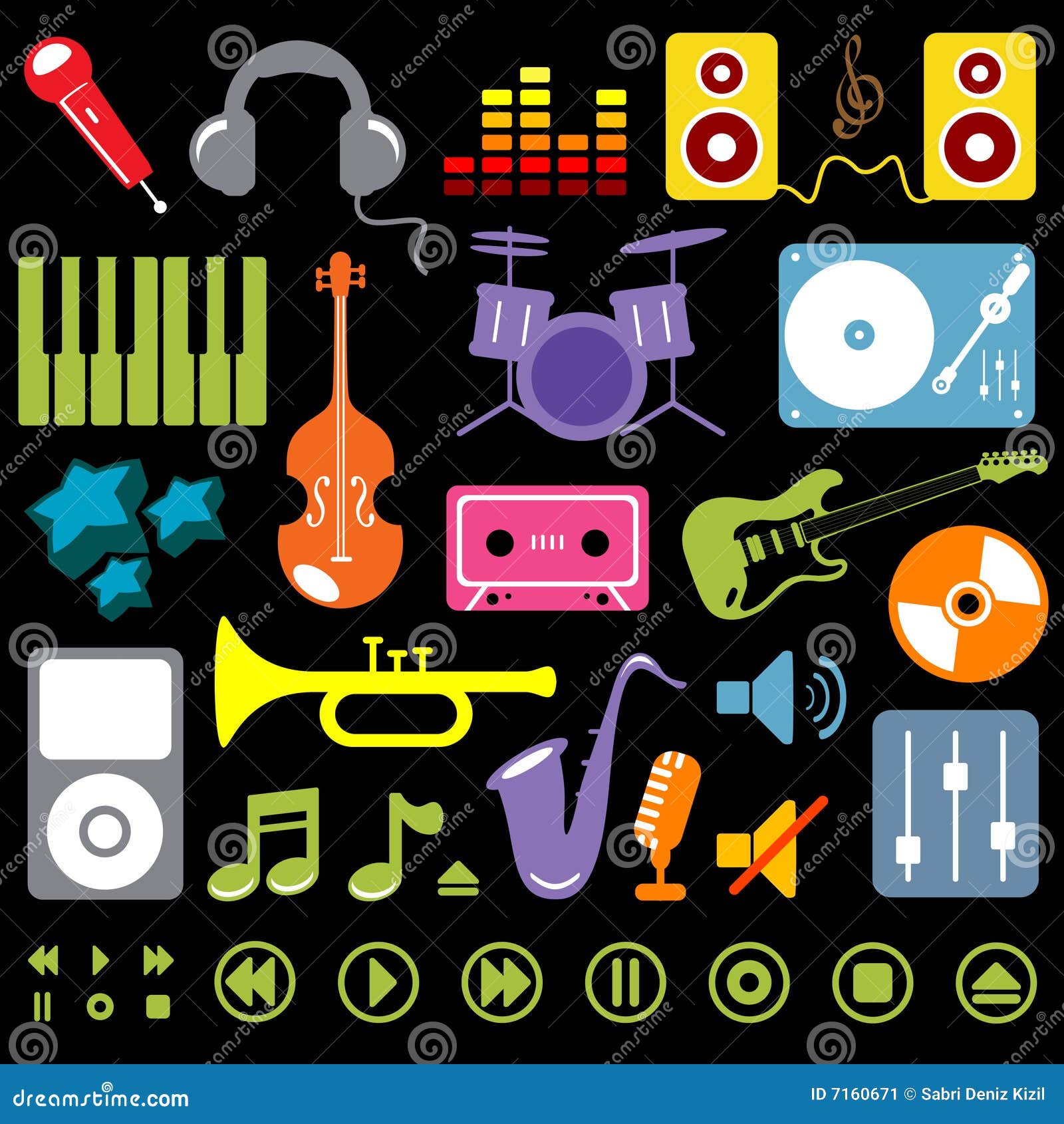 Music elements vector stock vector. Illustration of equipment - 7160671