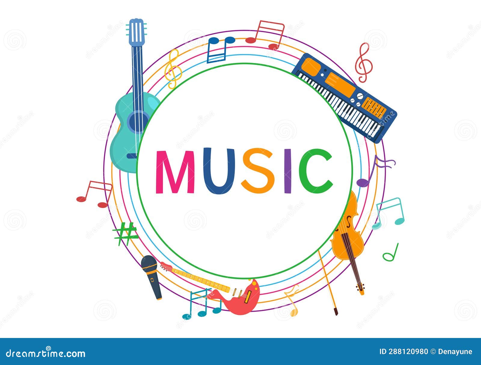Music Elements Vector Illustration with Various of Note and Musical ...