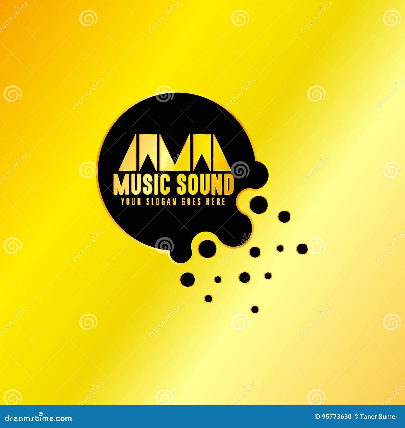 Music Emblem with Golden Background Stock Vector - Illustration of ...