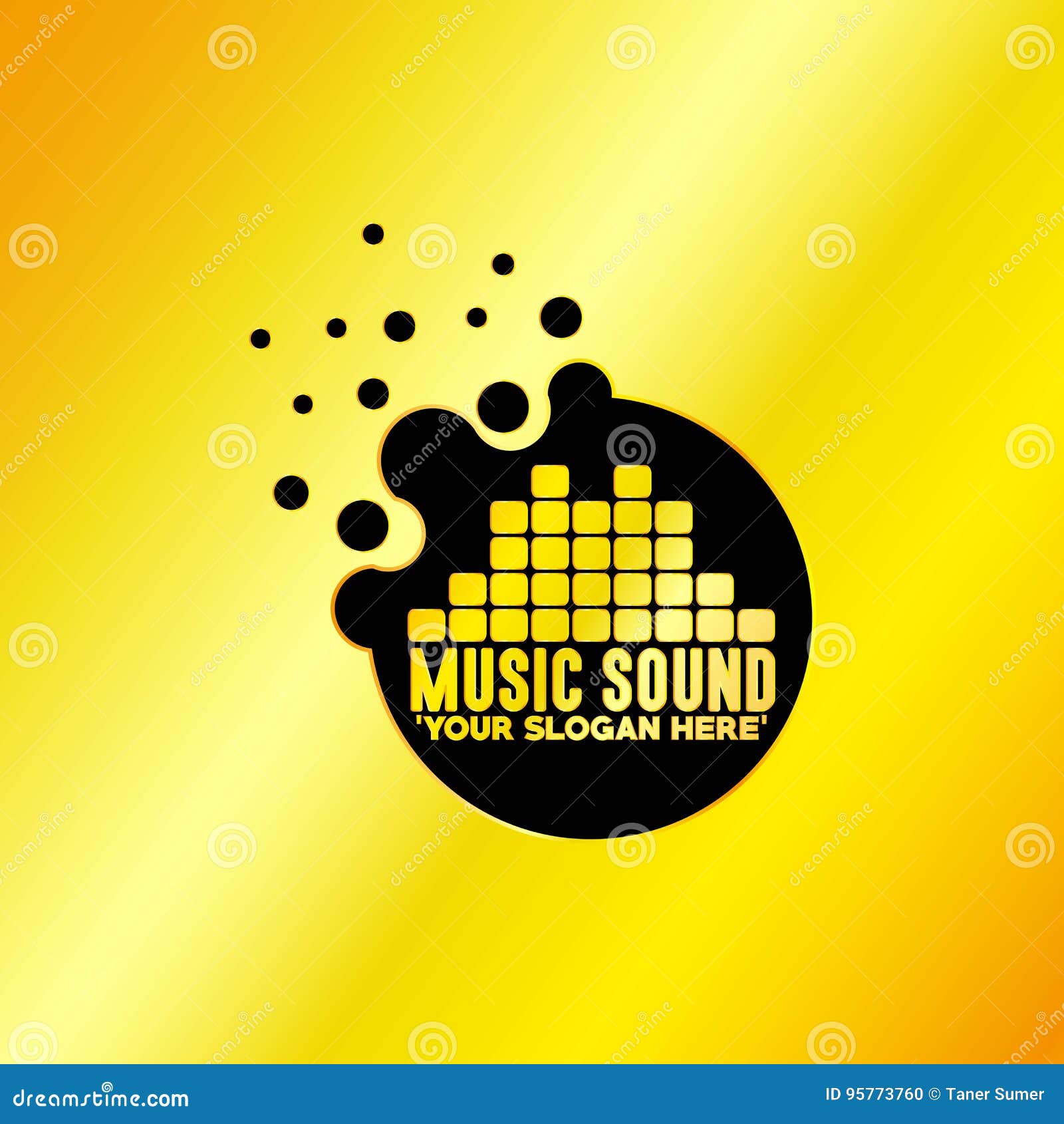 Music Emblem with Golden Background Stock Vector - Illustration of ...