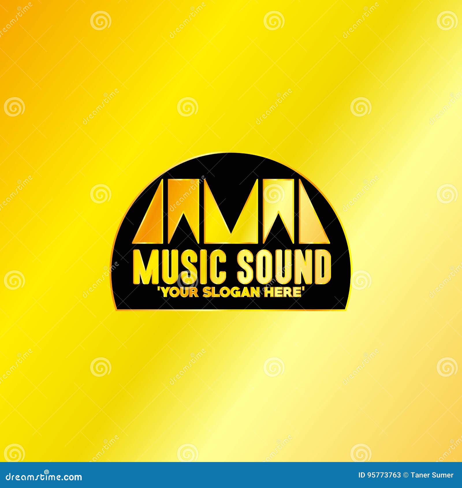 Music Emblem with Golden Background Stock Vector - Illustration of ...
