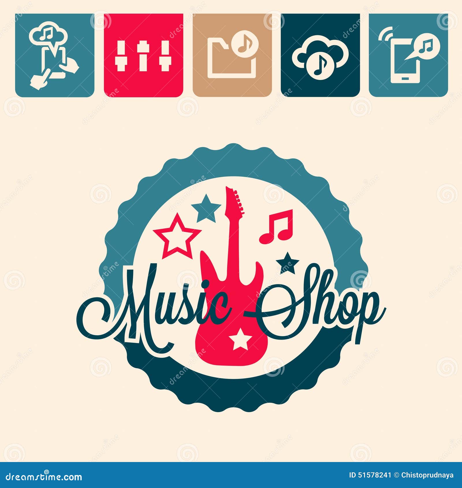 Music emblem stock vector. Illustration of icons, internet - 51578241
