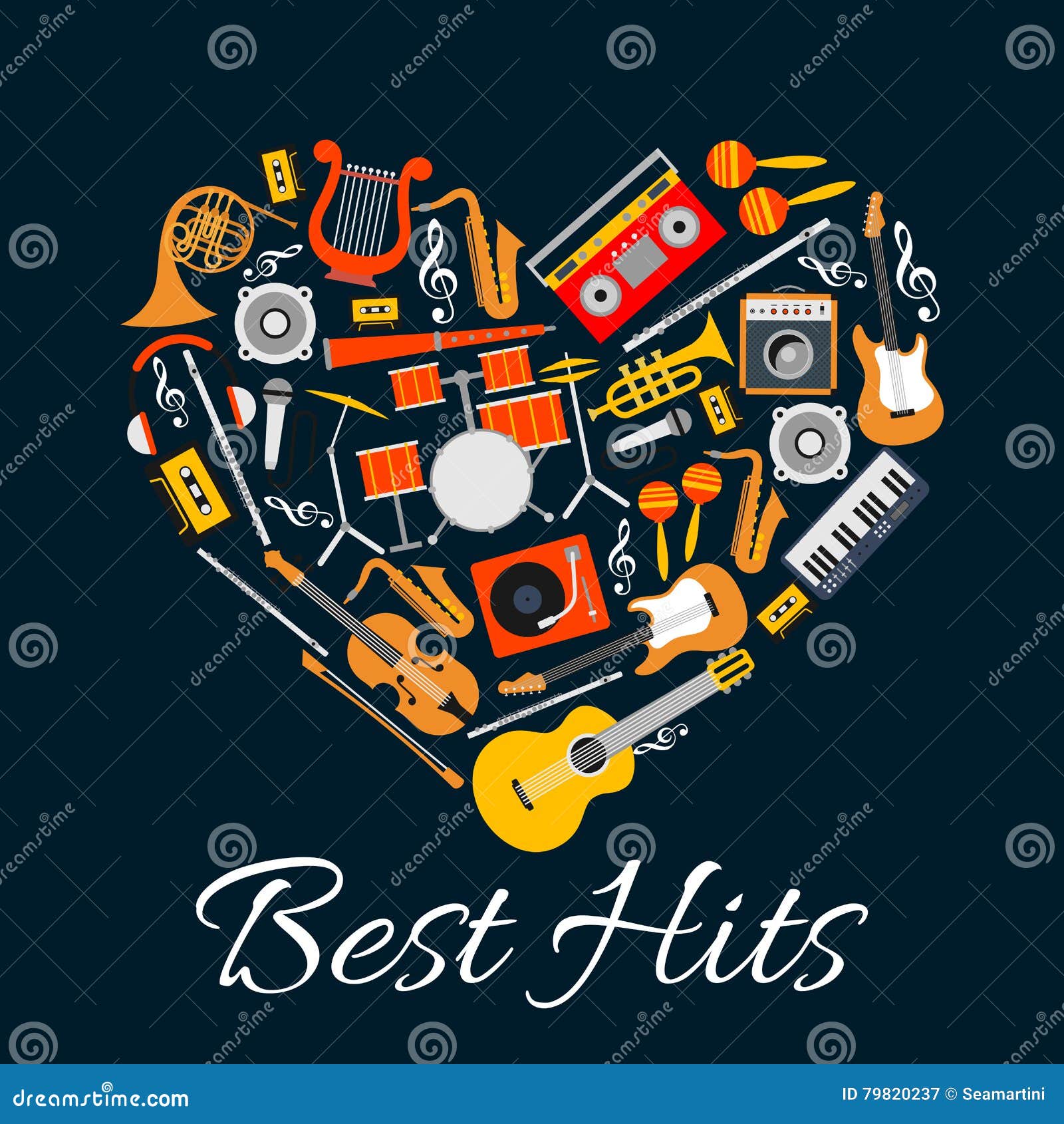 Music Emblem. Musical Instruments in Heart Shape Stock Vector ...