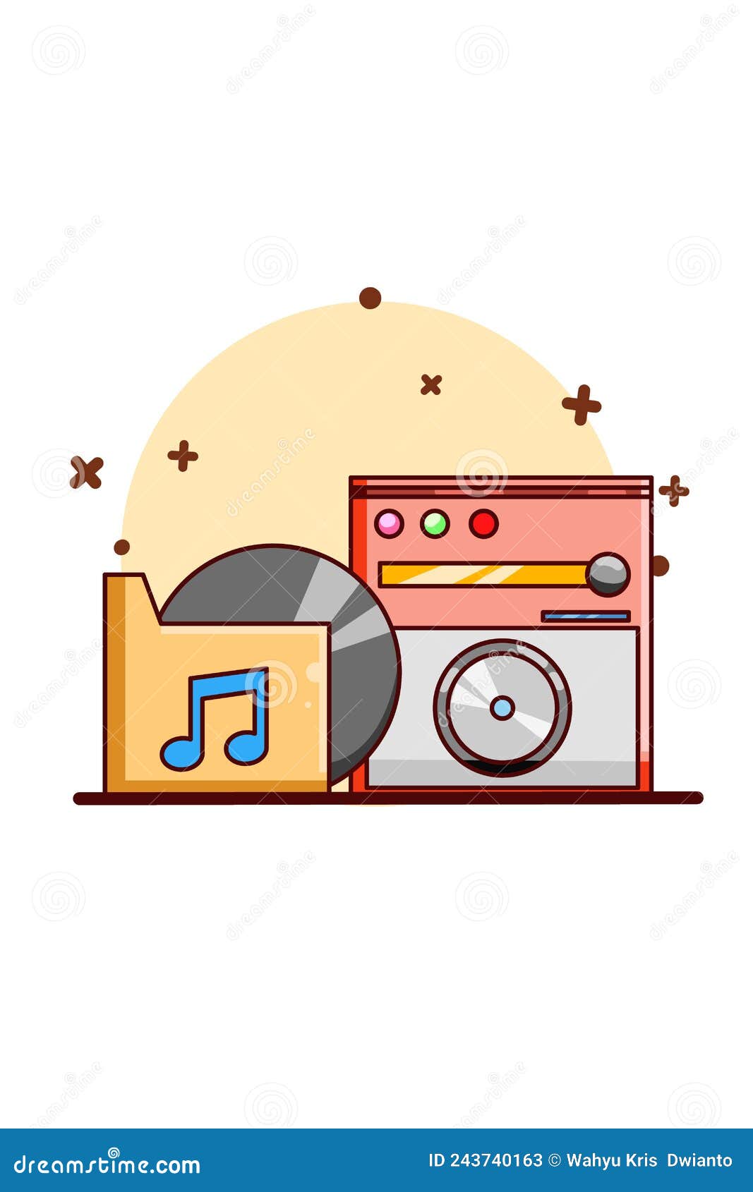 Music Engine with Cassette Icon Cartoon Illustration Stock Vector ...