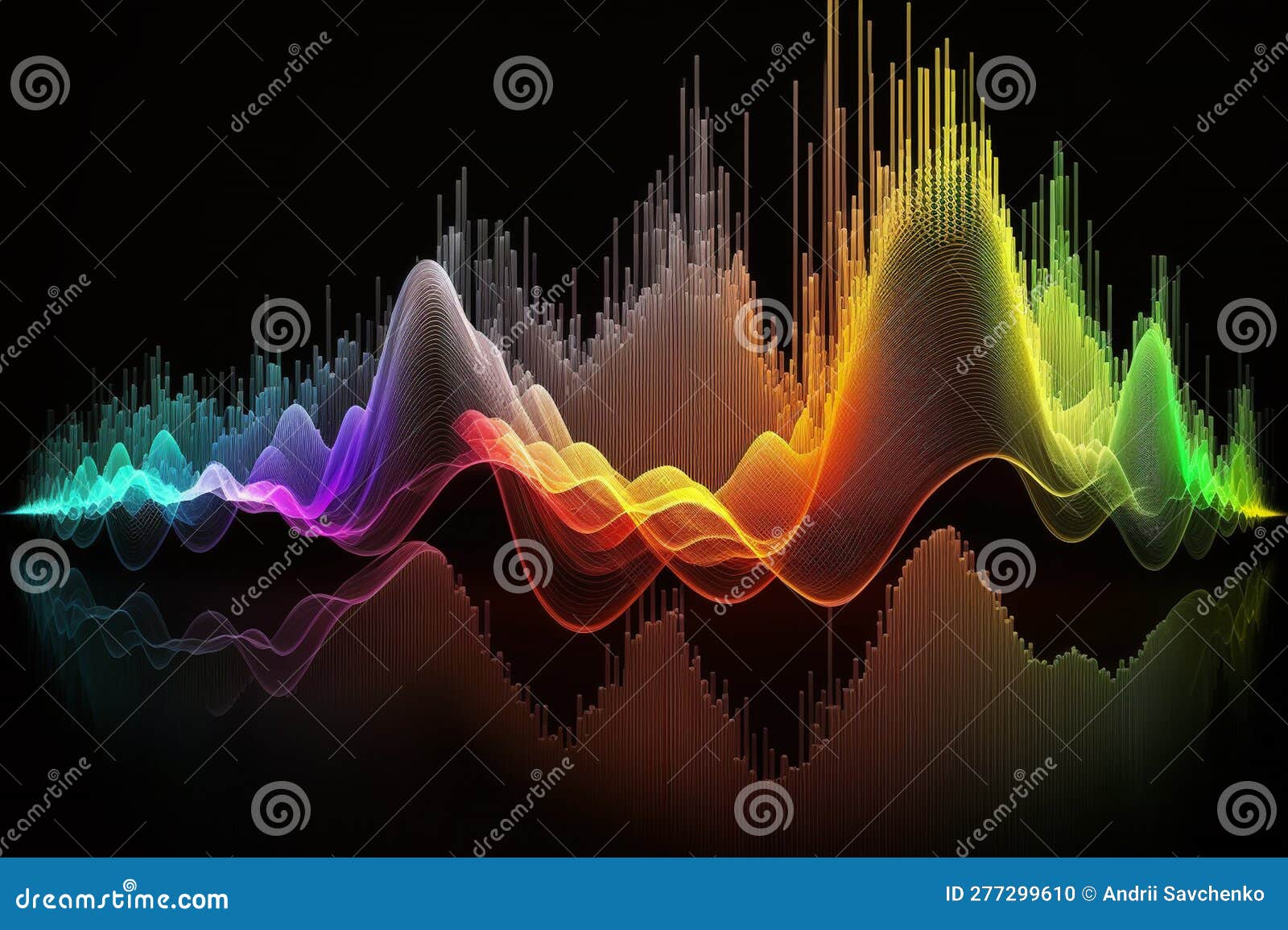 Music Equalizer. Abstract Wave Lines Move Dynamically in Various Colors ...