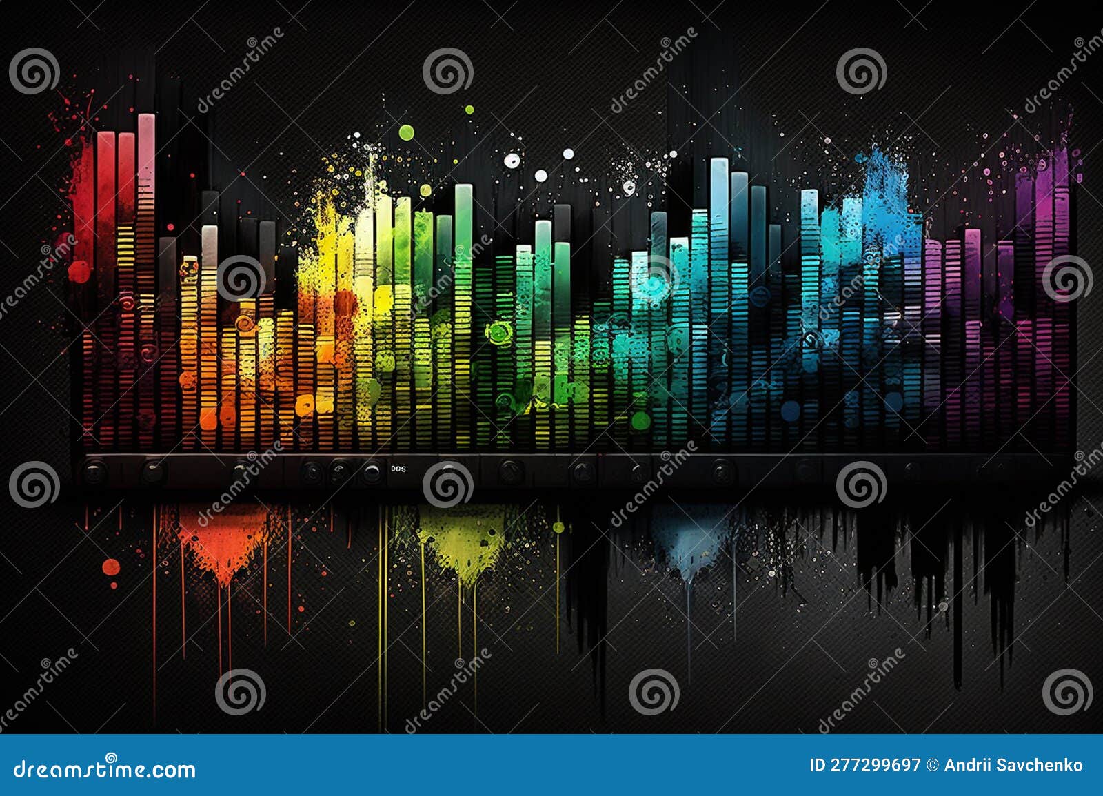 Music Equalizer. Abstract Wave Lines Move Dynamically in Various Colors ...