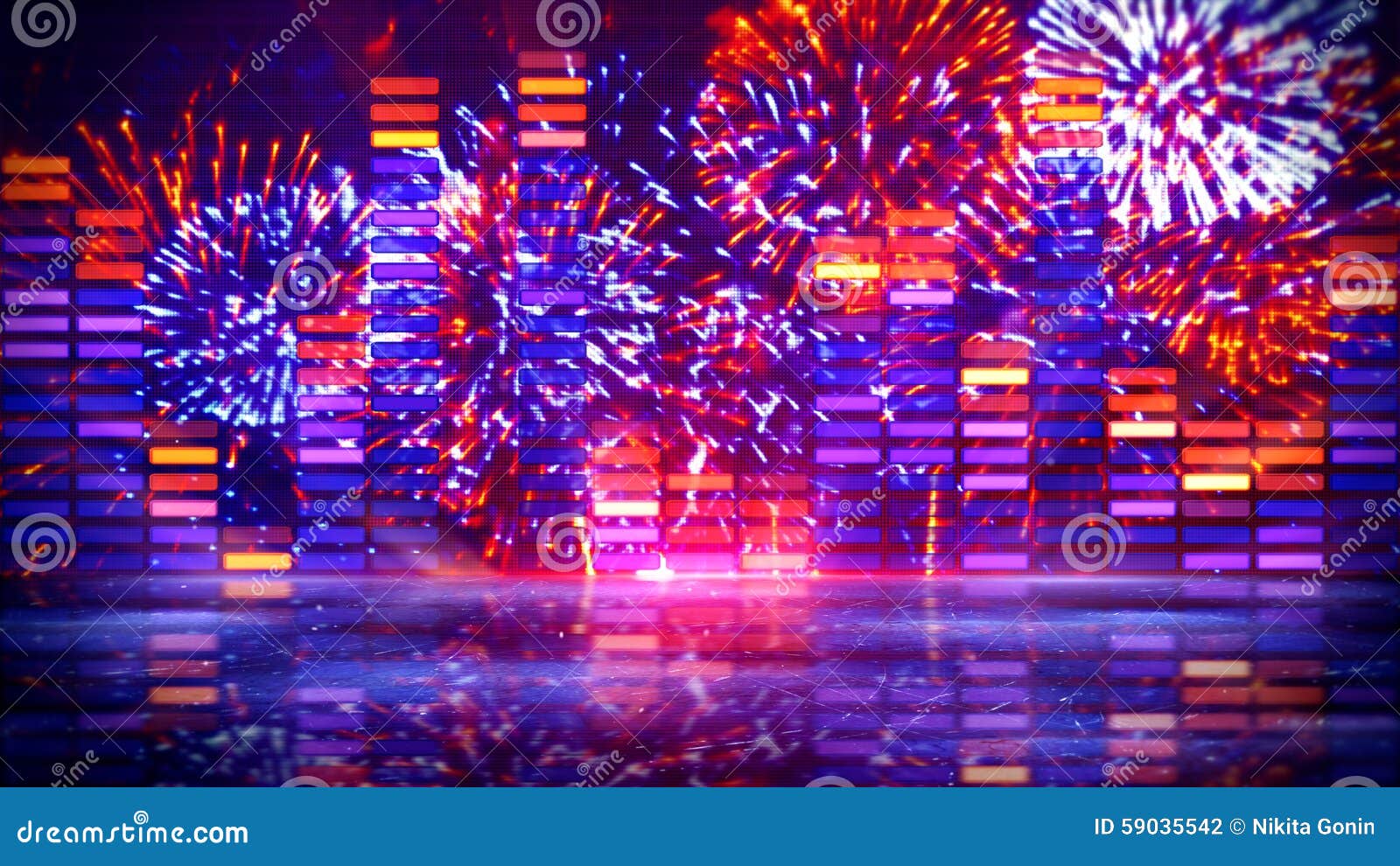 Music Equalizer and Firework Display Stock Illustration - Illustration ...