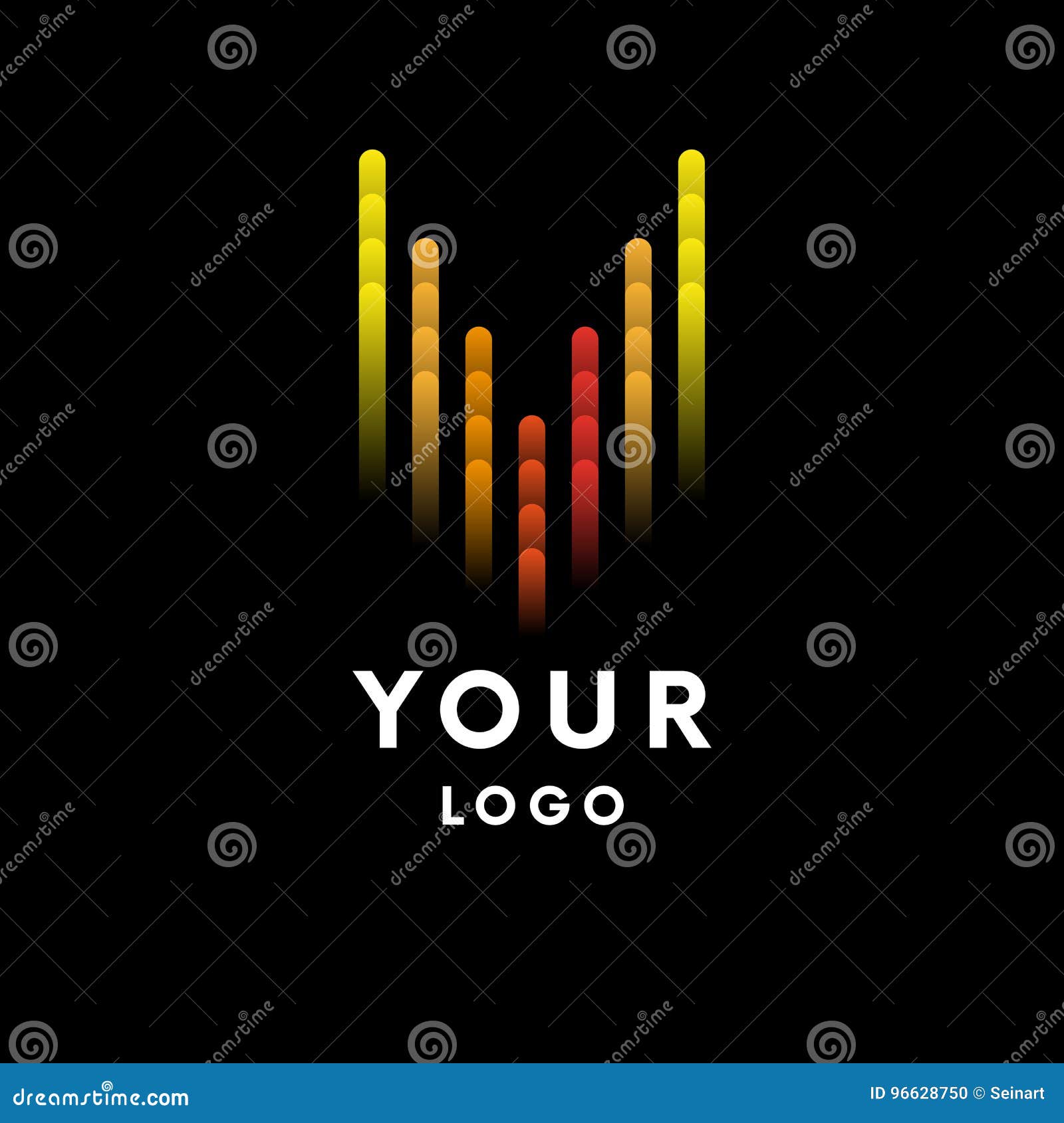 Music Equalizer Logo on Black Background. Vector Illustration Stock ...