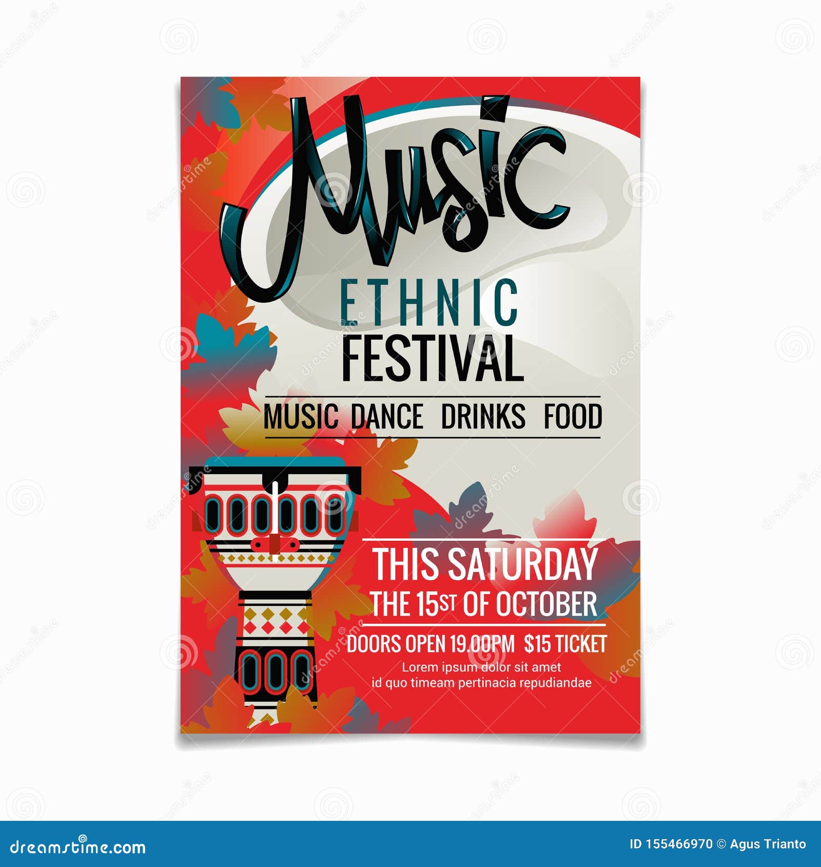Folk Music Festival or Ethnic Music Poster Design Template of National ...