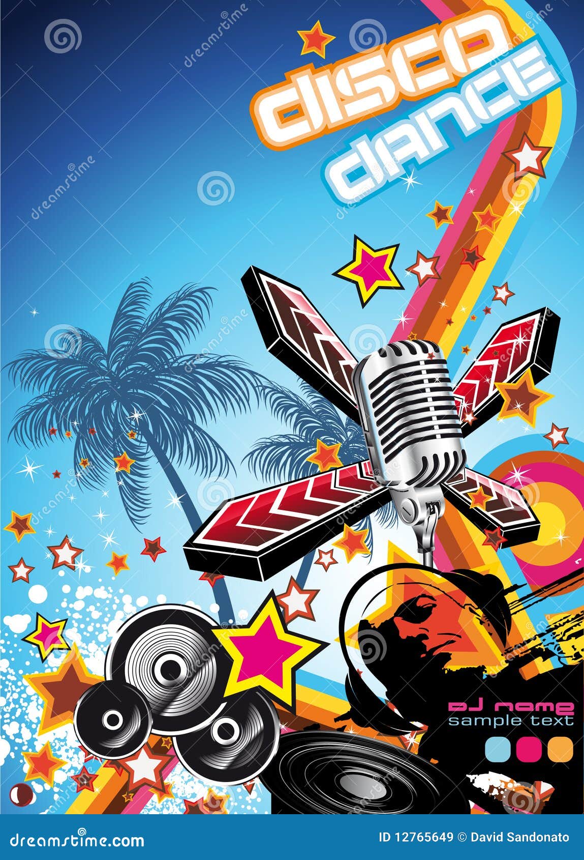 Music Event Background with Disk Jockey Stock Vector - Illustration of ...