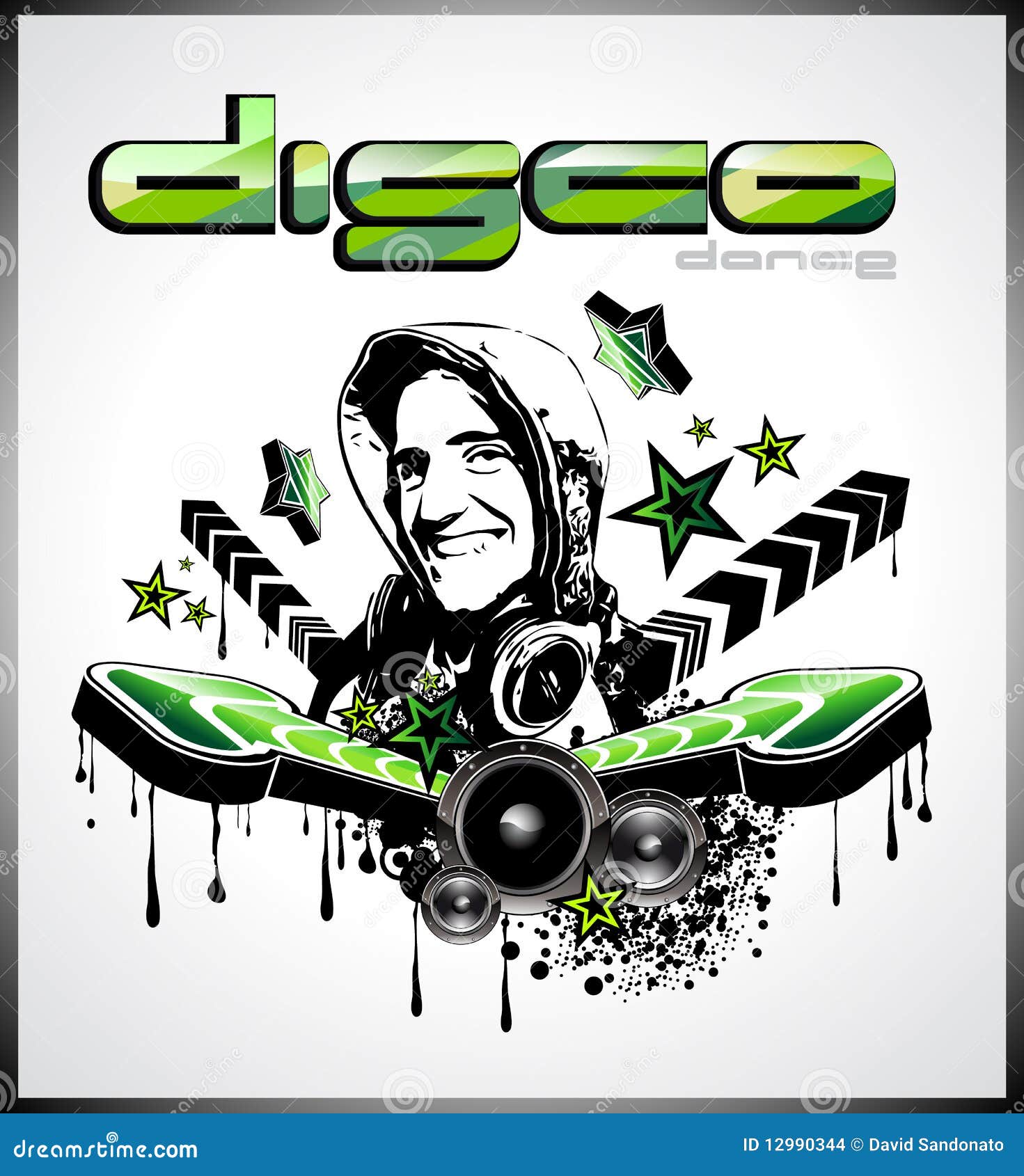 Music Event Background with Disk Jockey Shape Stock Vector ...