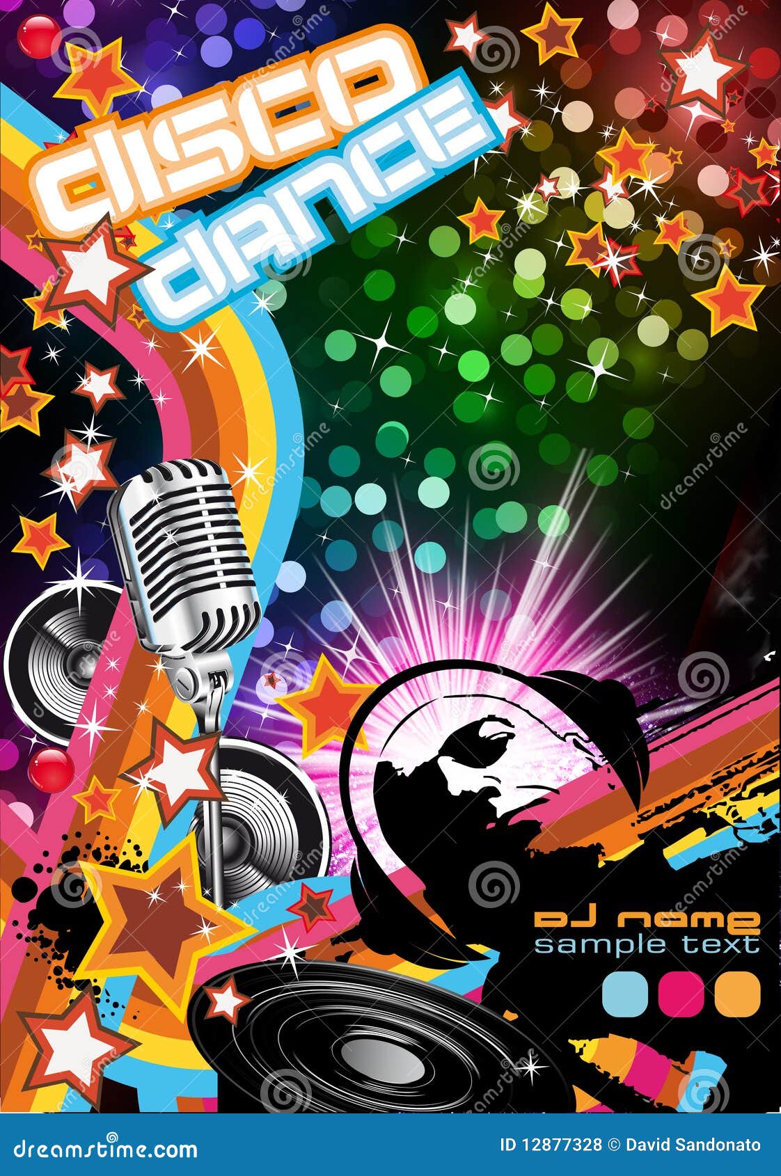 Music Event Background with a Suggestive Disk Jock Stock Illustration ...