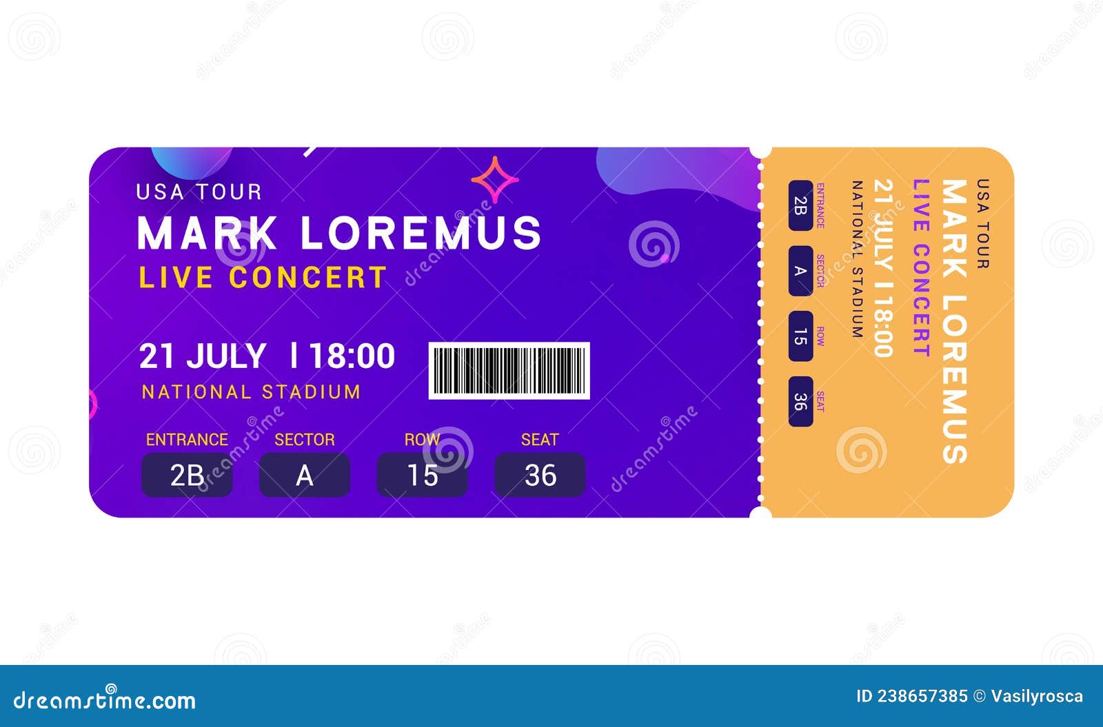 Music Event Concert Ticket Template. Ticket Party Design Flyer Pass ...