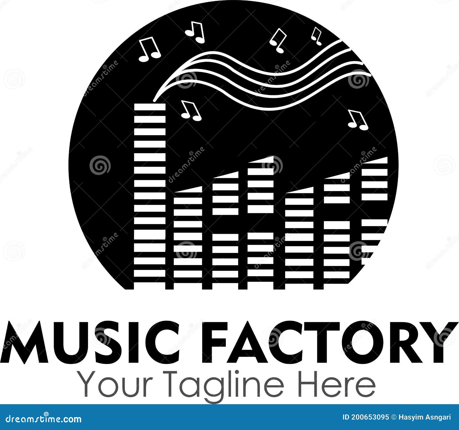 Music Factory Logo Design Vector Stock Vector - Illustration of frame ...