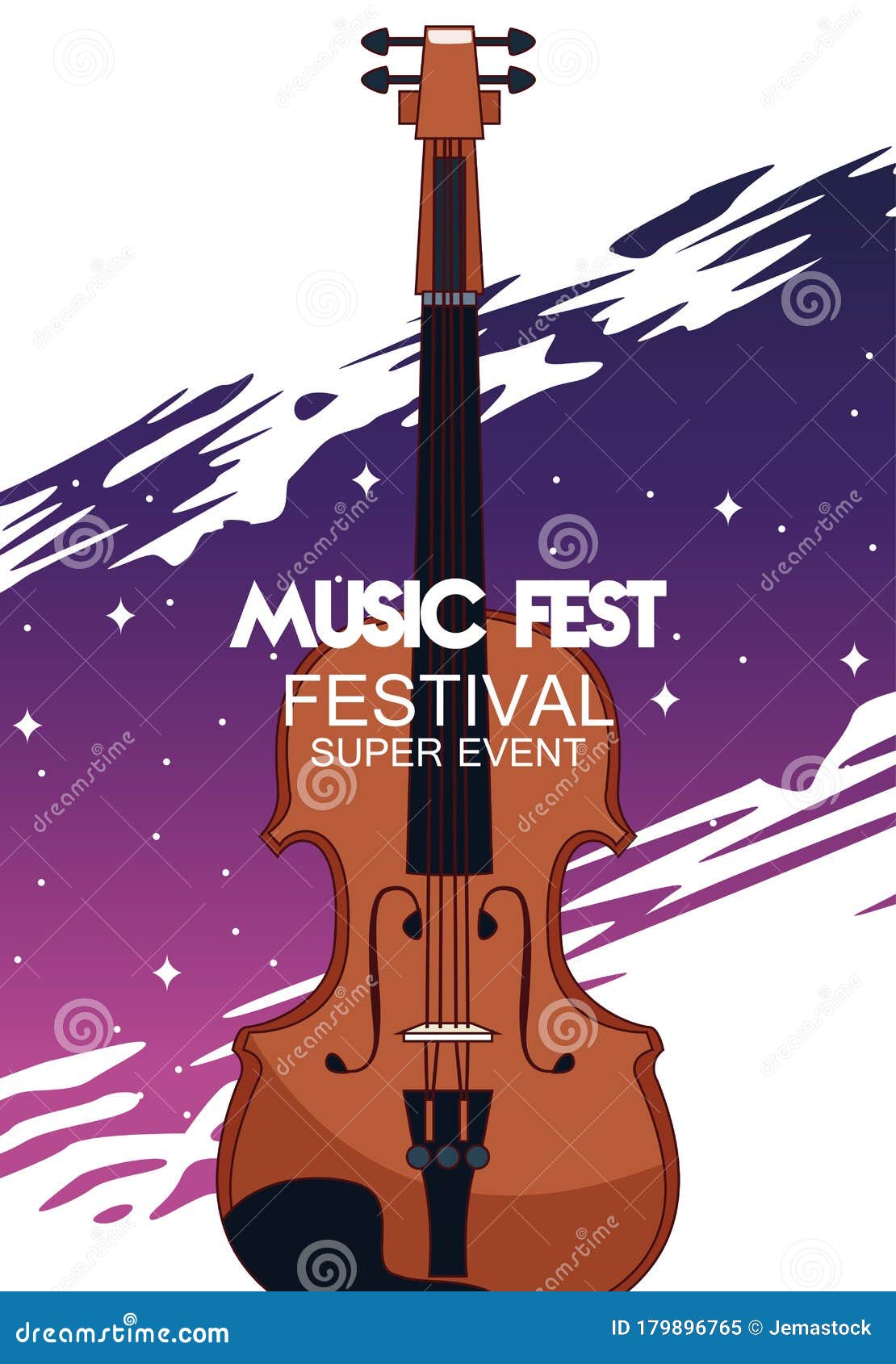 Music Fest Poster with Fiddle Stock Vector - Illustration of instrument ...