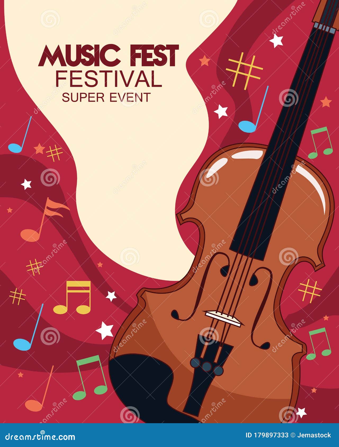 Music Fest Poster with Fiddle Stock Vector - Illustration of show, fest ...