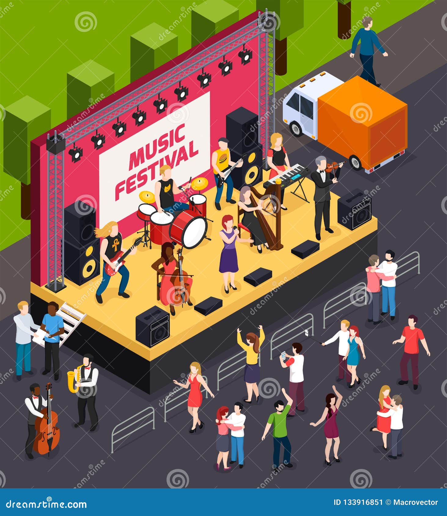 Music Festival Isometric Composition Stock Vector - Illustration of ...