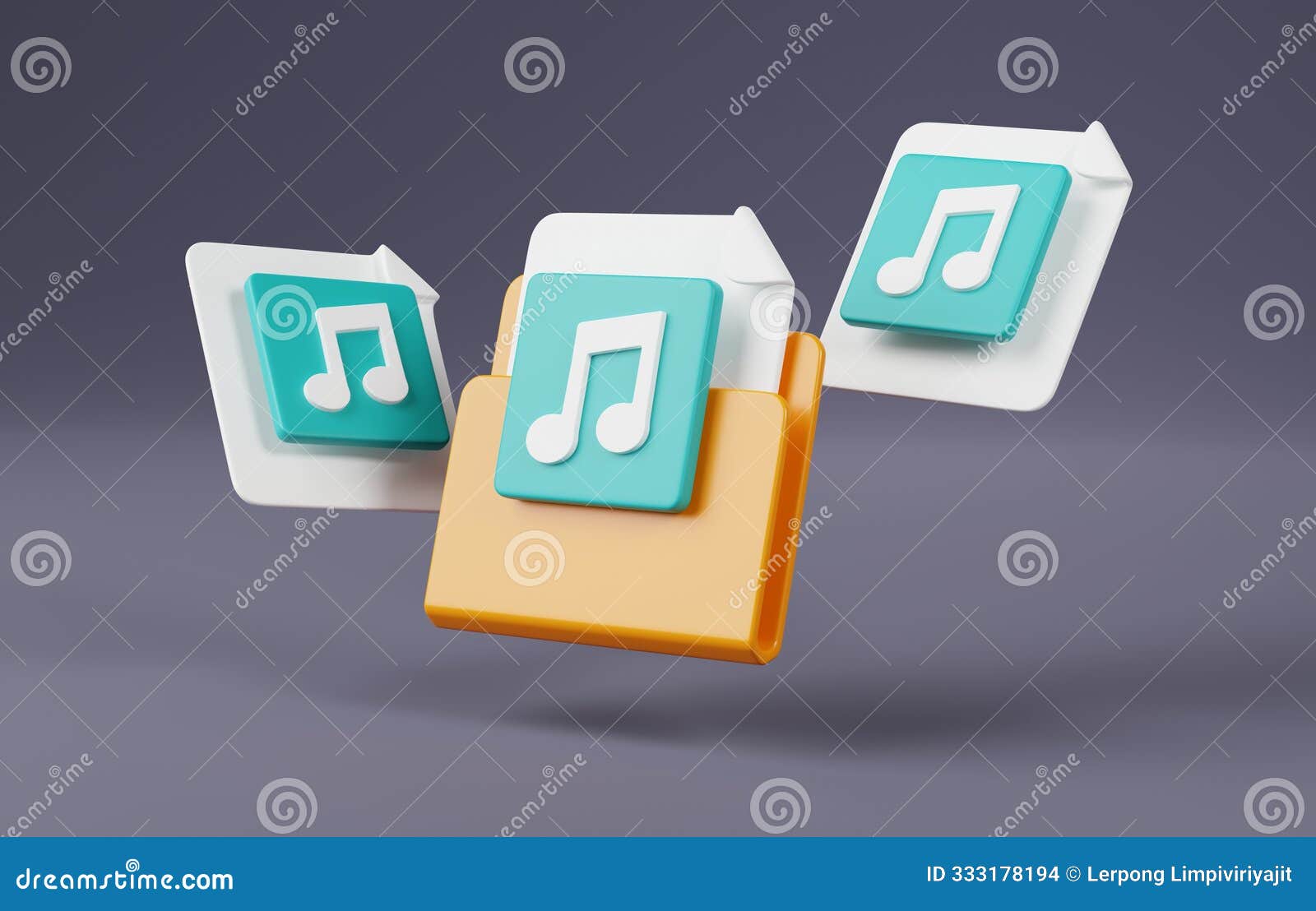Music and File Folder Icon. 3D Render Stock Illustration - Illustration ...