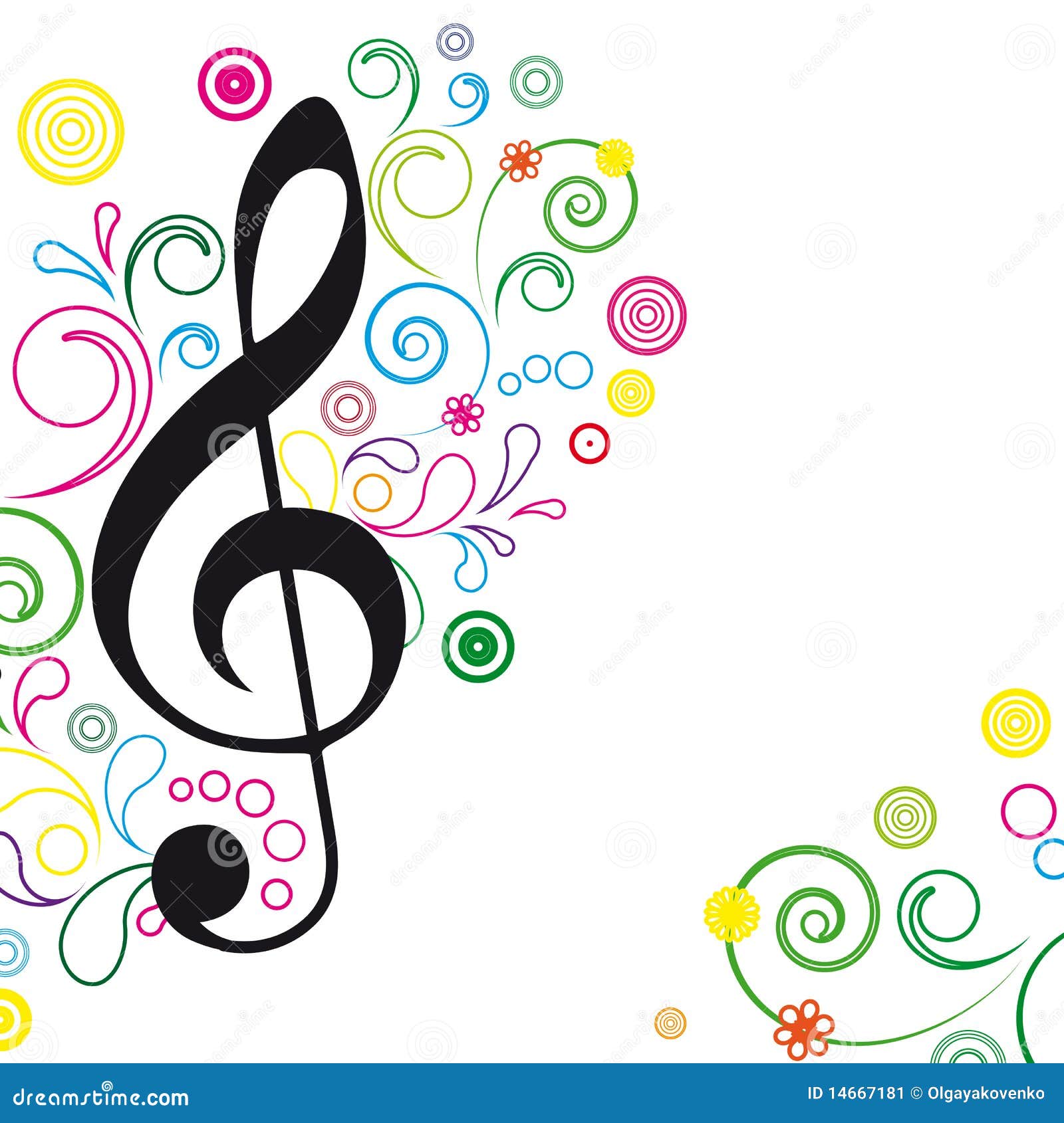 Music Floral Background. stock vector. Illustration of flow - 14667181