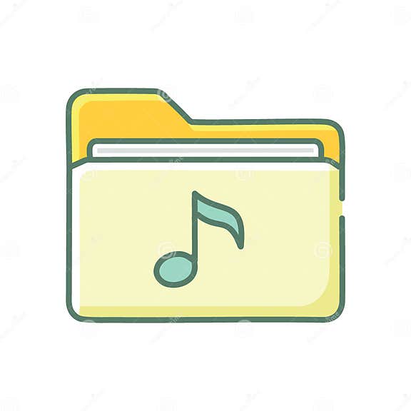 Music Folder Icon. Folder Icon with a Musical Note, Representing Audio ...