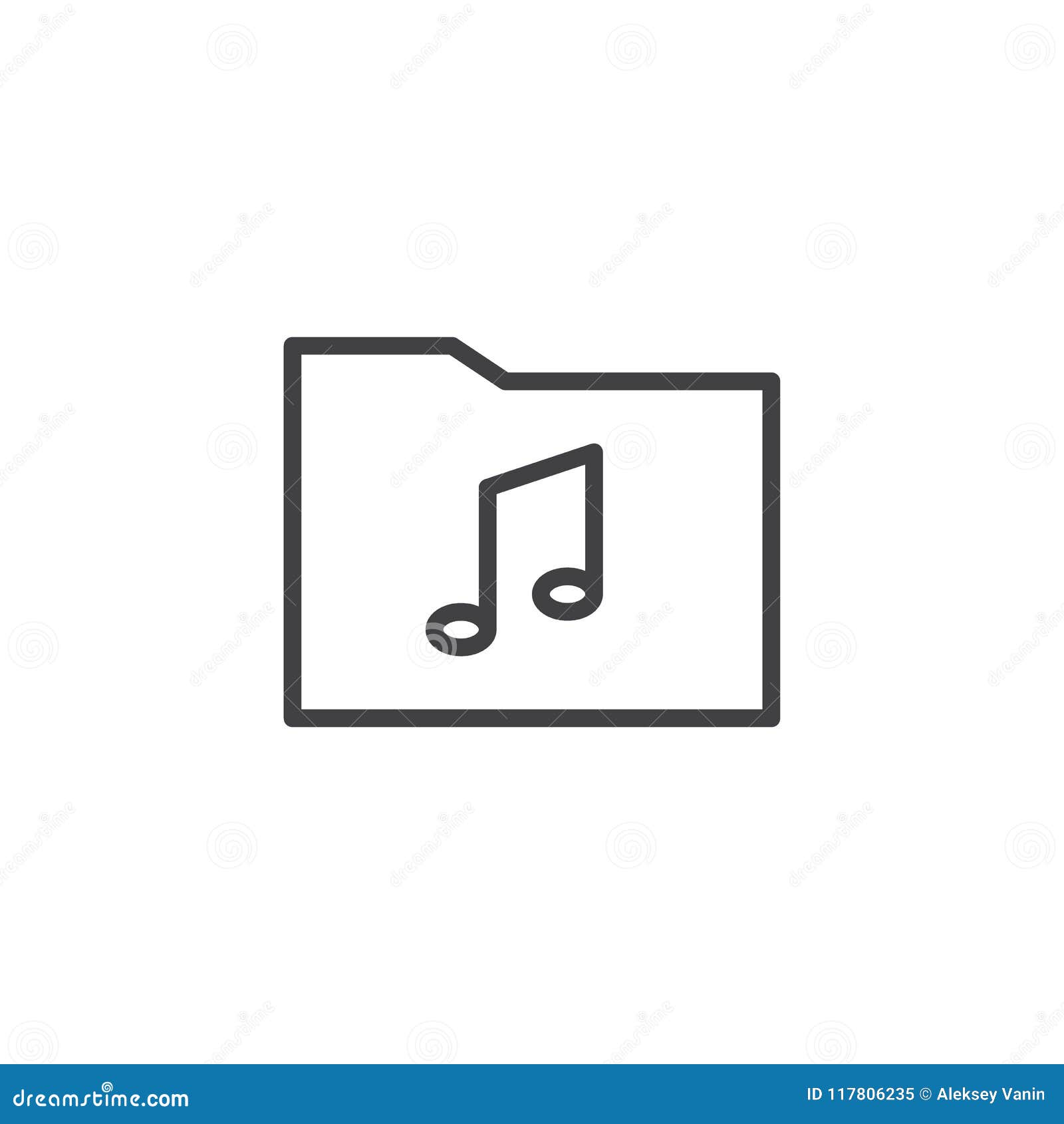 Music folder outline icon stock vector. Illustration of document ...