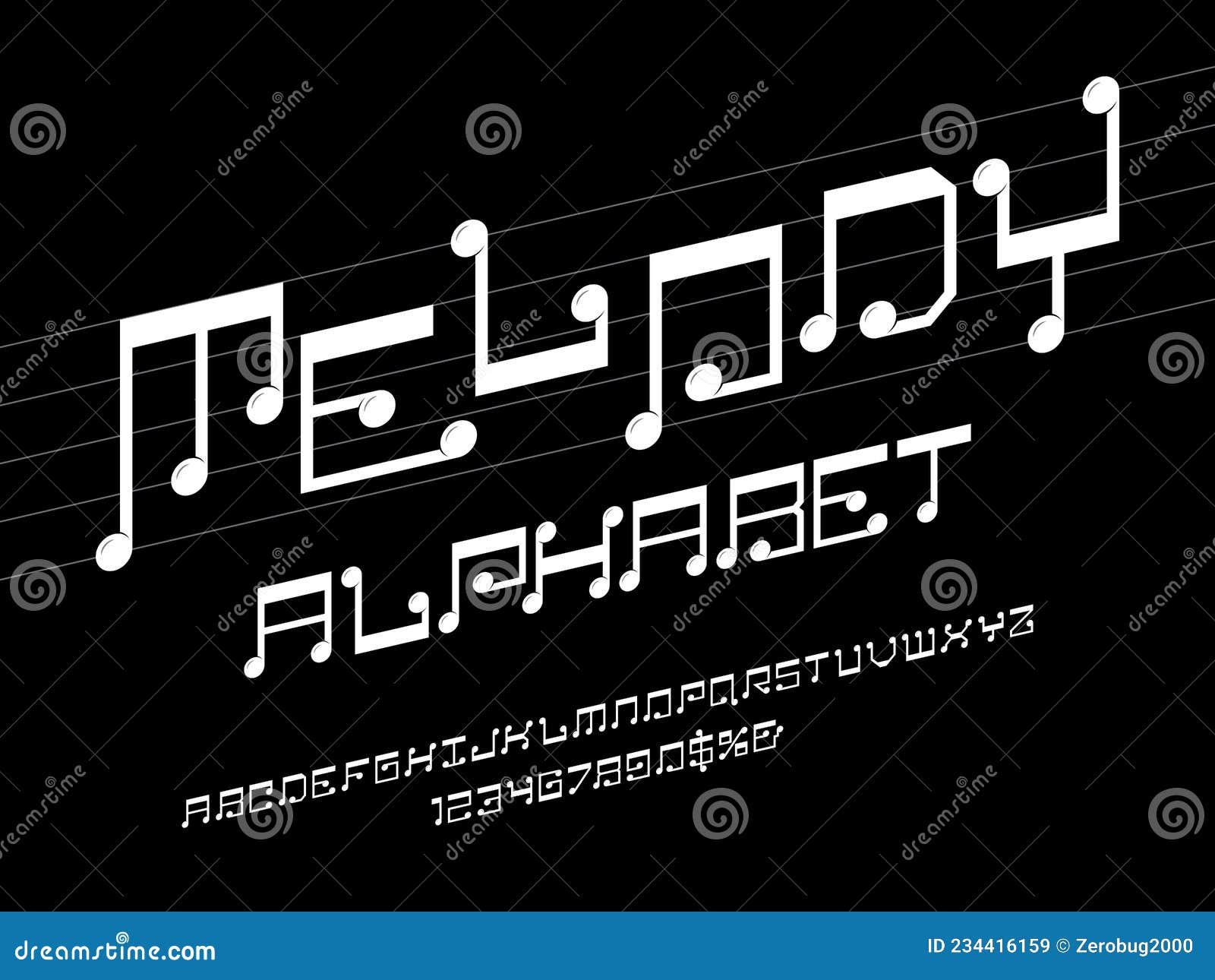 Music font stock vector. Illustration of design, typography - 234416159