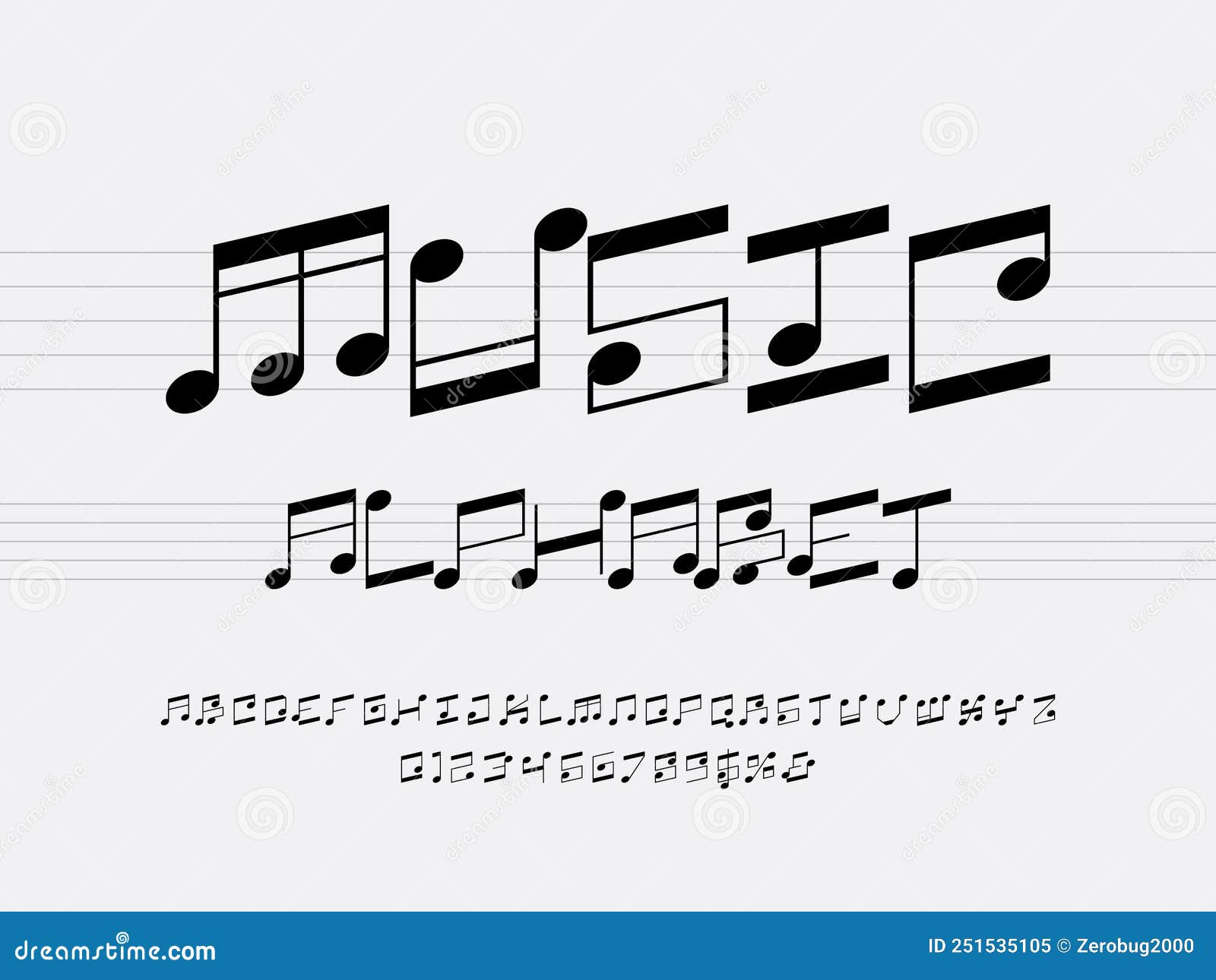 Music font stock vector. Illustration of black, graphic - 251535105