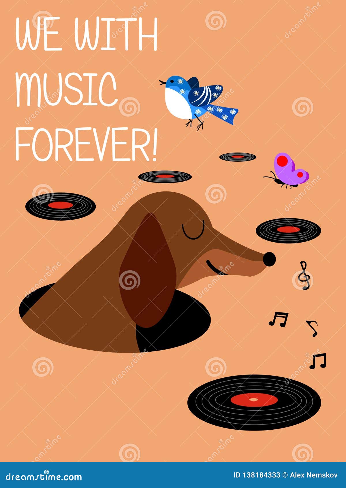We with music forever stock illustration. Illustration of pink - 138184333