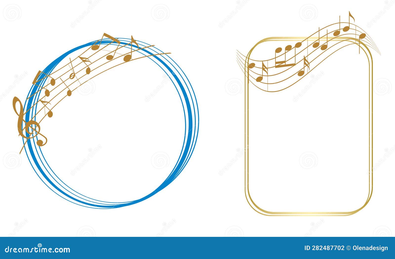Music Frames with Musical Notes - Vector Decorative Elements Stock ...