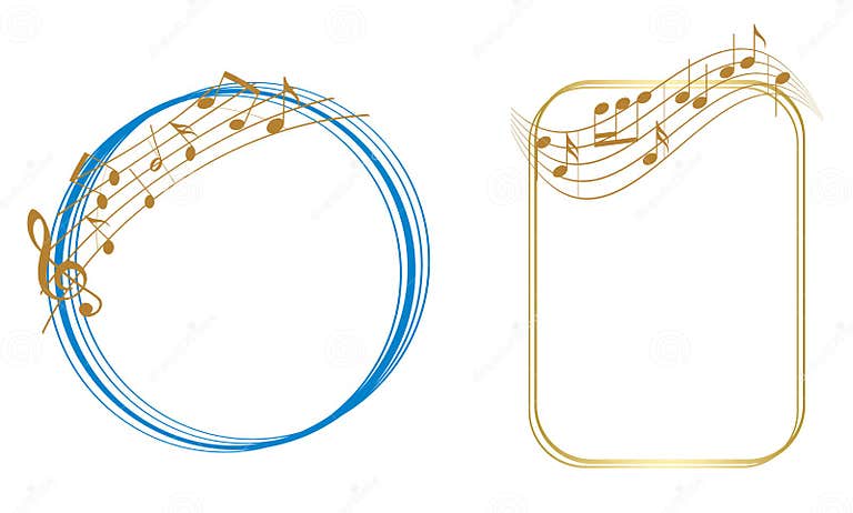Music Frames with Musical Notes - Vector Decorative Elements Stock ...