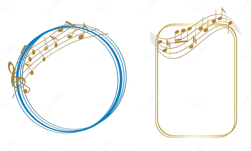 Music Frames with Musical Notes - Vector Decorative Elements Stock ...