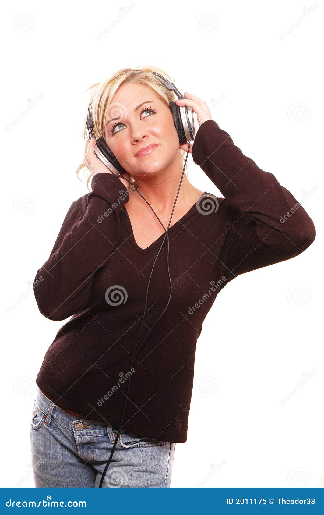 Music fun stock image. Image of blond, girl, blue, smile - 2011175