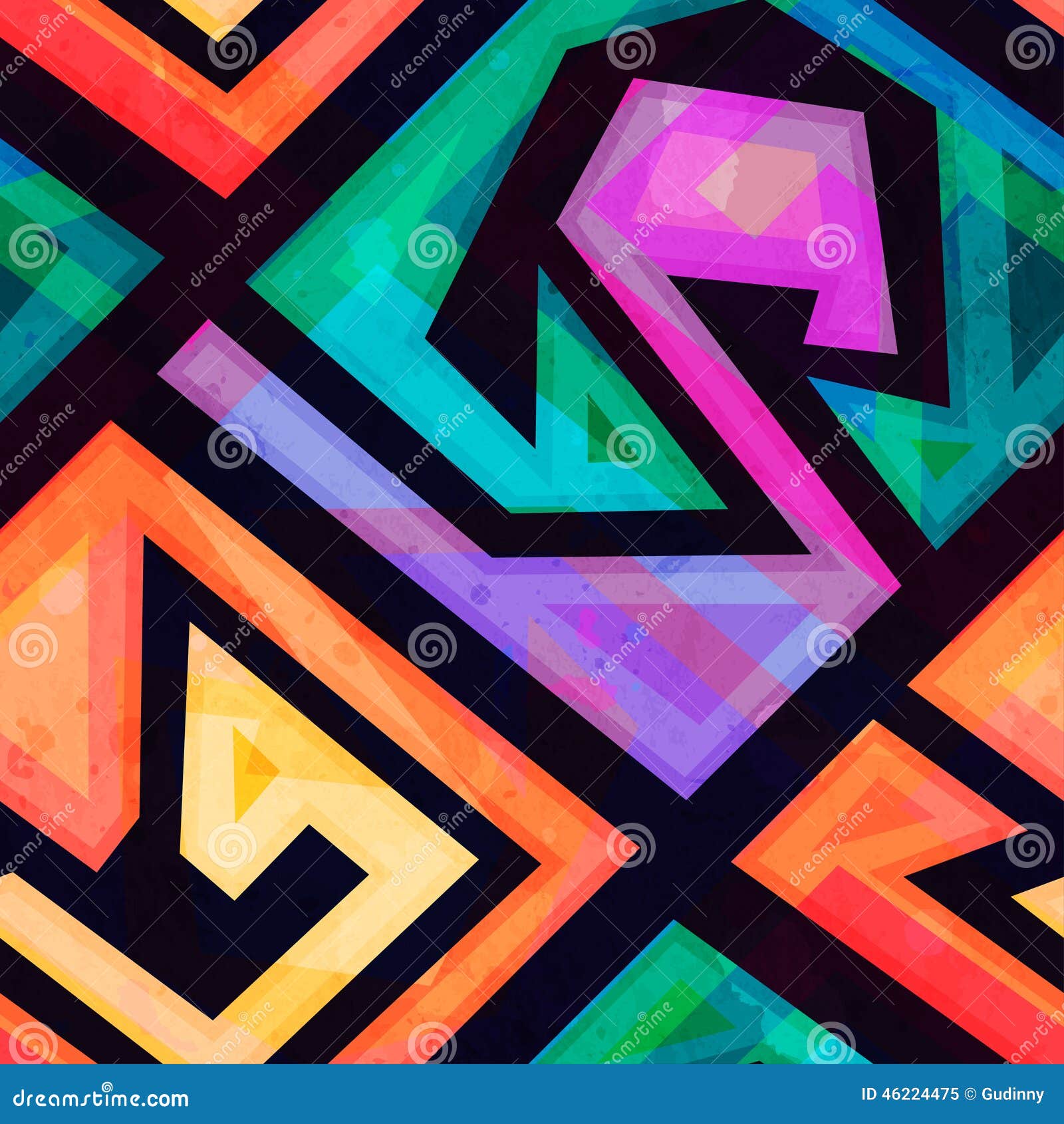 Music Geometric Seamless Pattern with Grunge Effect Stock Vector ...