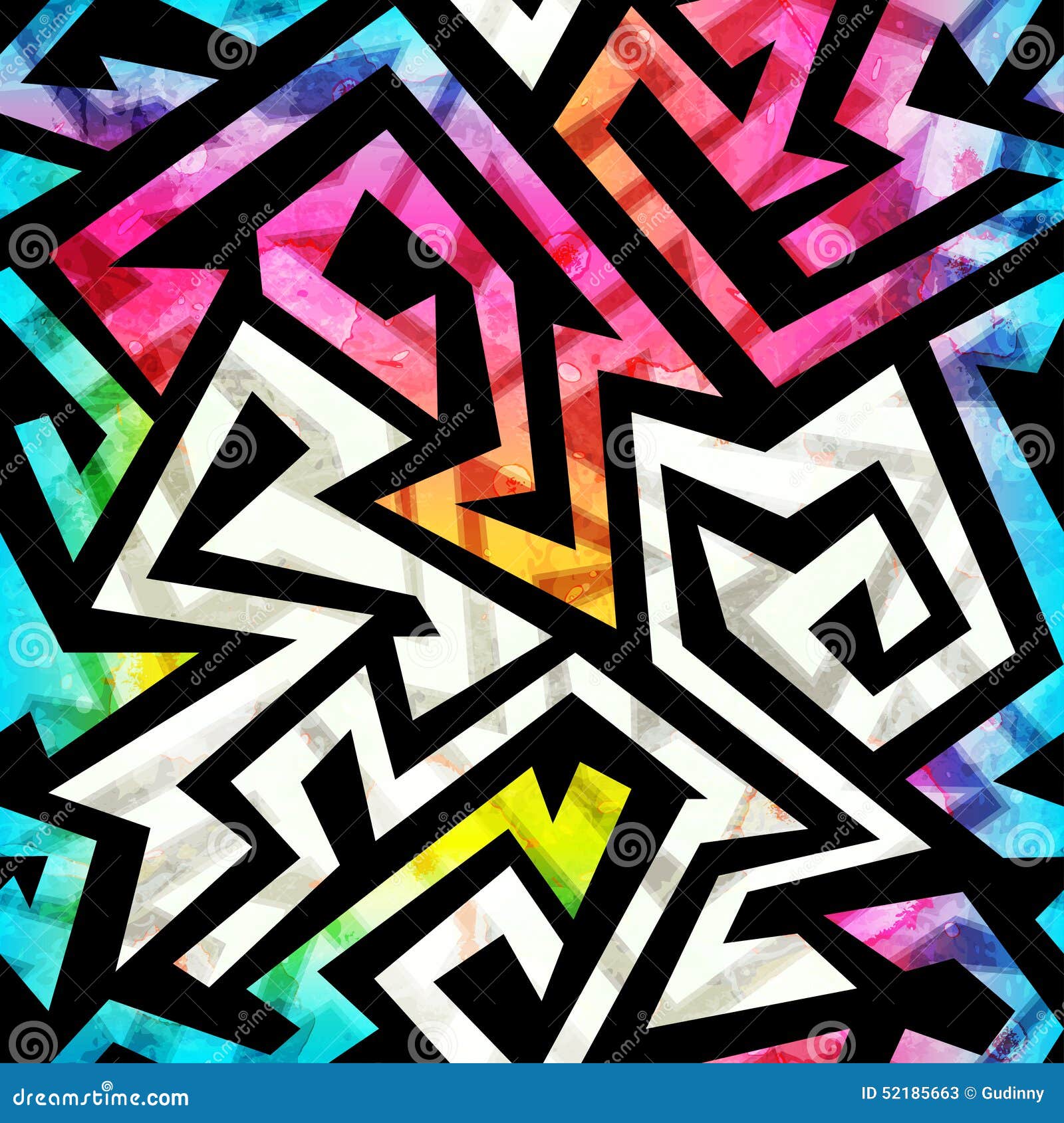 Music Geometric Seamless Pattern with Grunge Effect Stock Vector ...