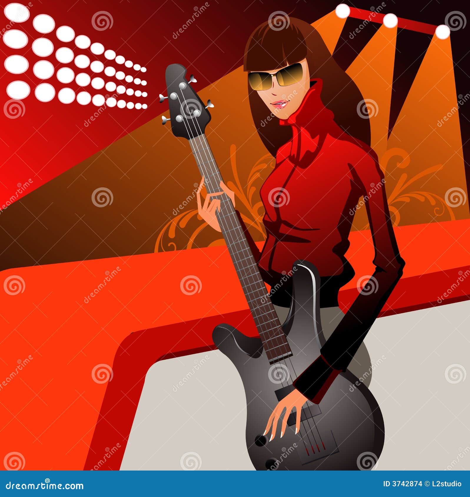 Music girl stock vector. Illustration of party, branches - 3742874