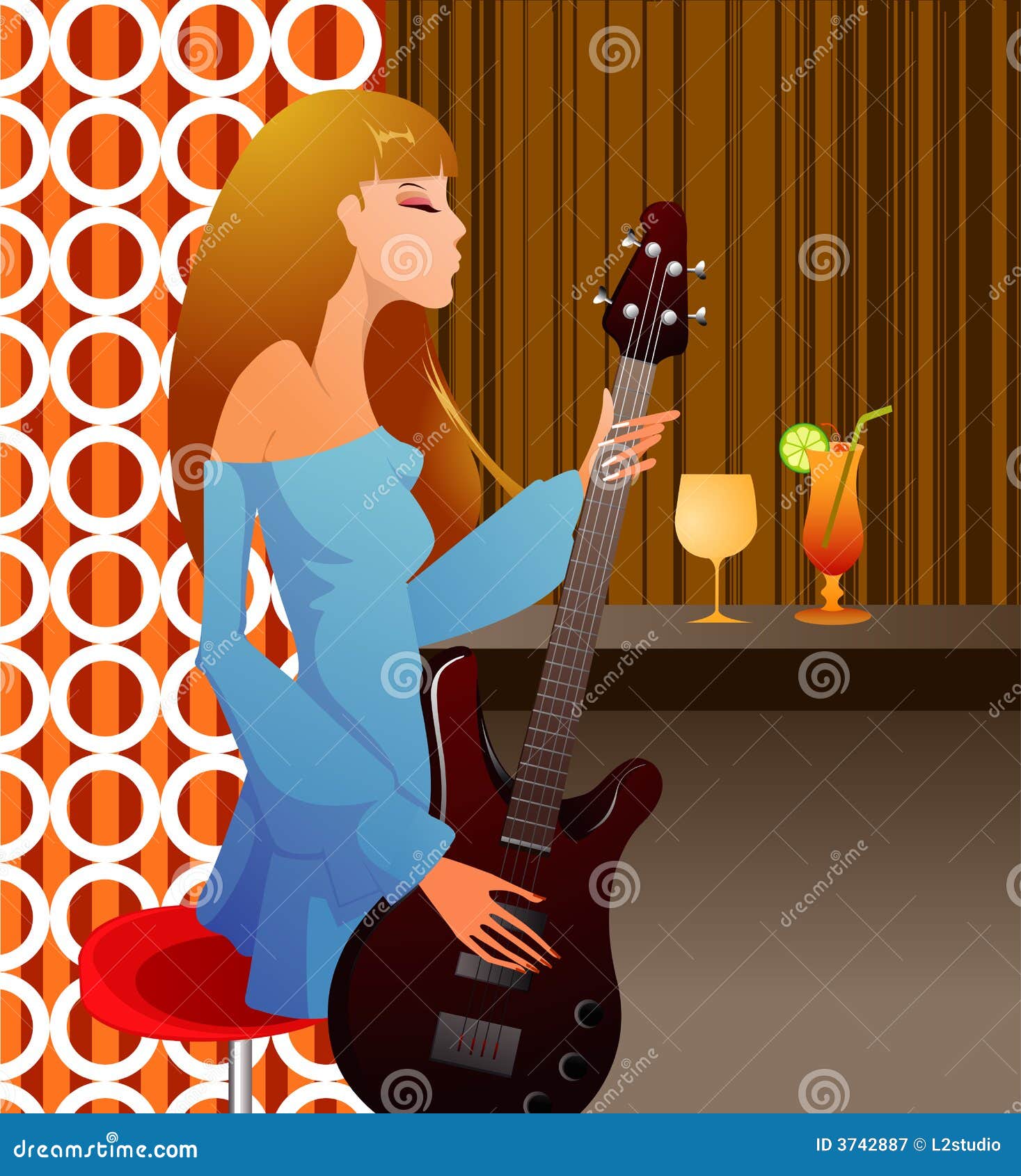 Rap Music Girl. Pretty Young Urban Rap Girl. Lady Vector Illustration ...