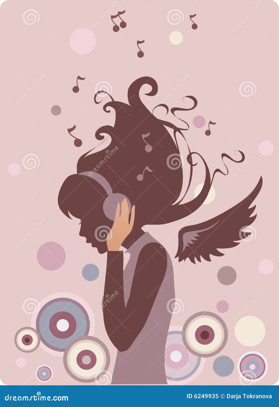 Music girl stock vector. Illustration of listening, elegant - 6249935