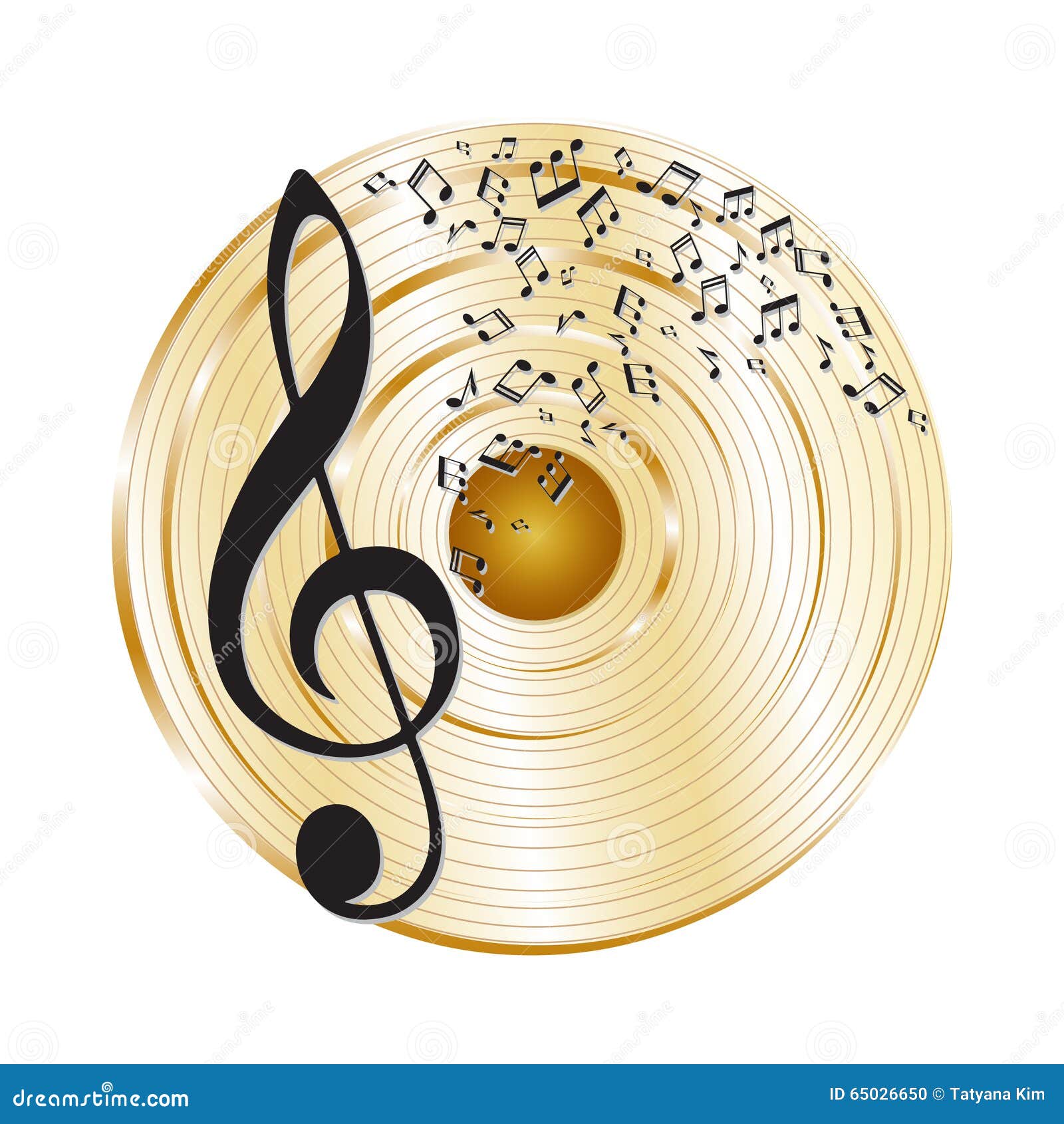Music gold record. stock vector. Illustration of note - 65026650