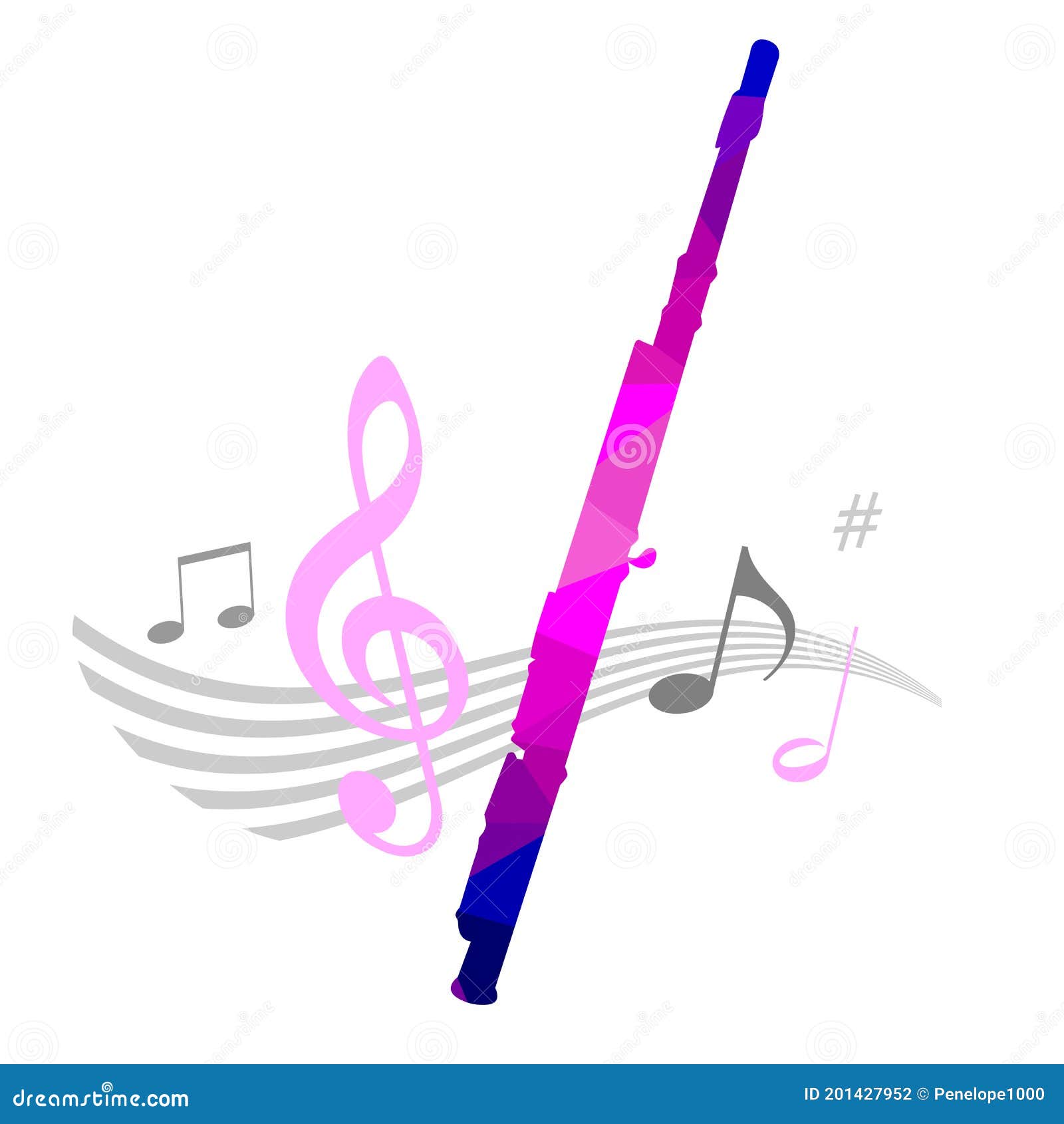Music Graphic with Flute Instrument in Vector Quality. Stock Vector ...