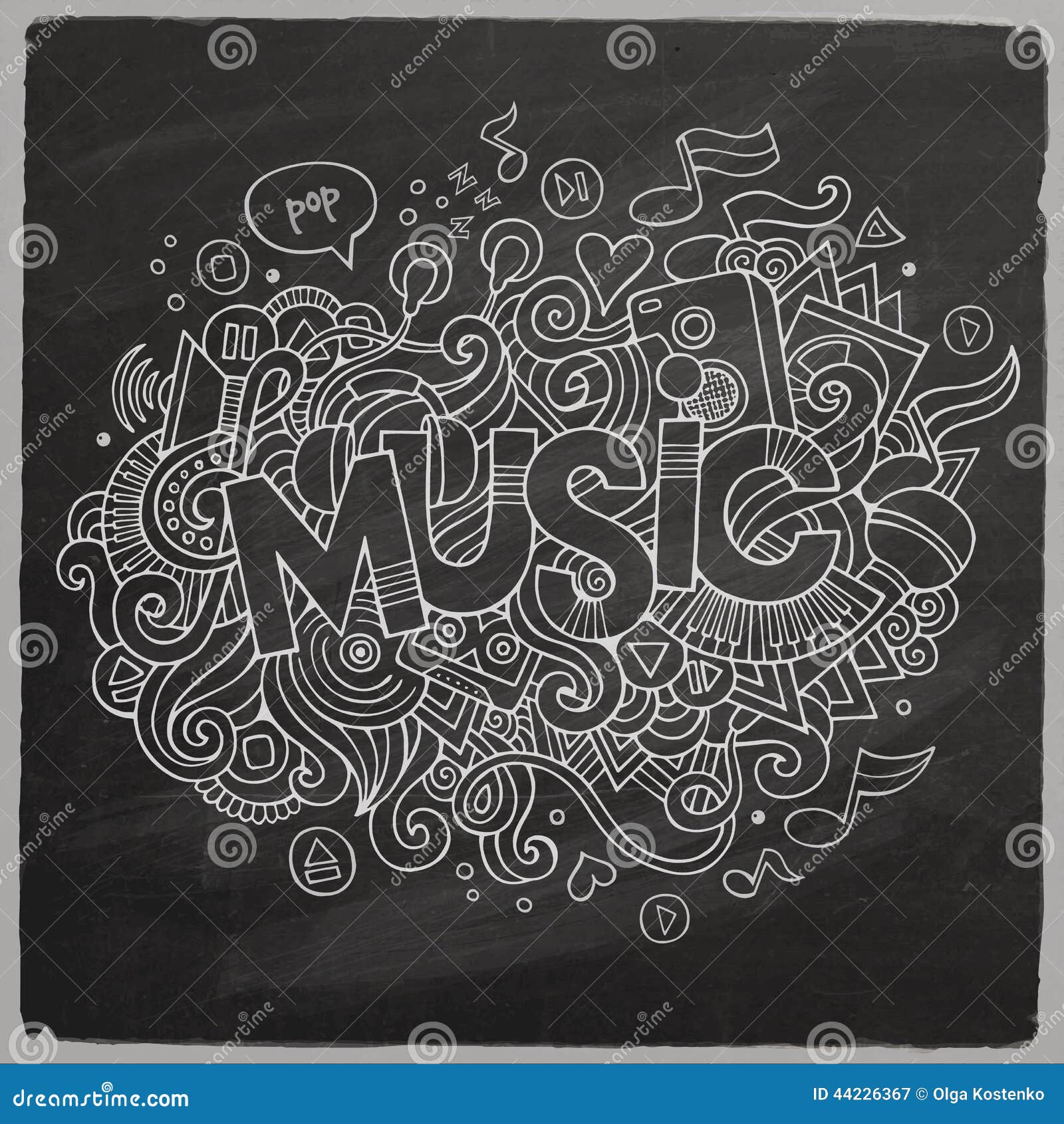 Music Hand Lettering and Doodles Elements Stock Vector - Illustration ...