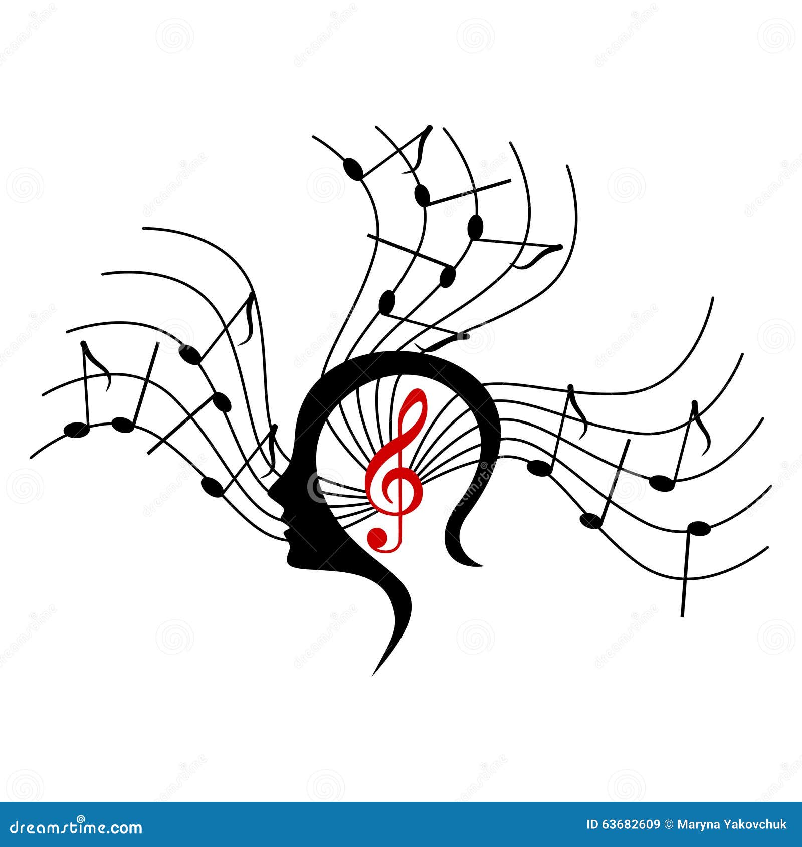 Music in head stock vector. Illustration of soul, person - 63682609
