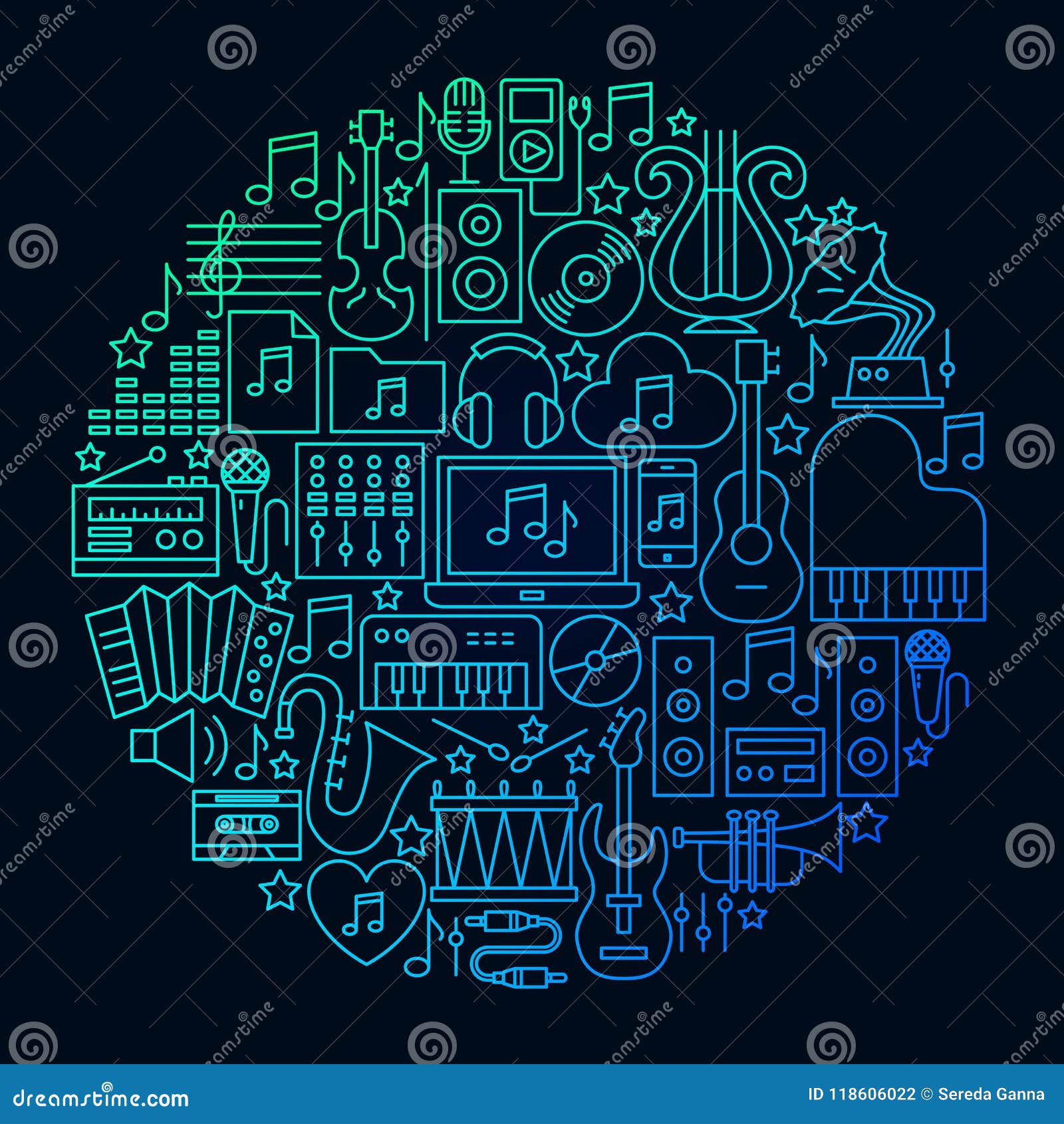 Music Icon Circle Concept editorial photography. Illustration of ...