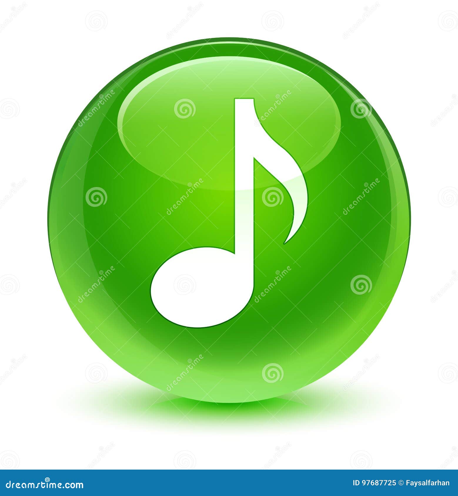 Music Icon Glassy Green Round Button Stock Illustration - Illustration ...