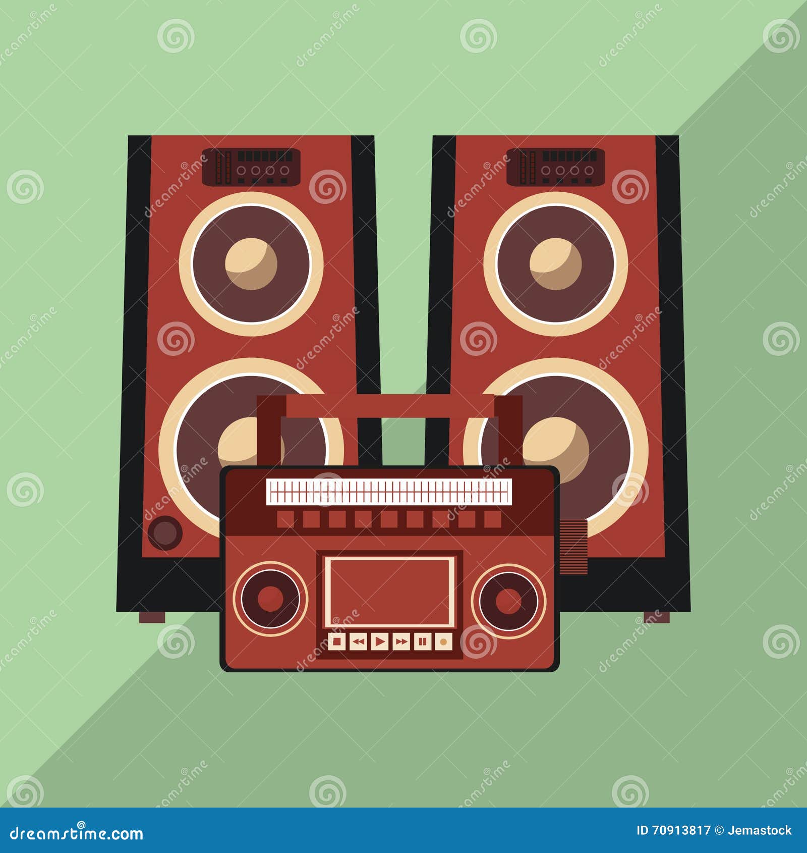 Music Icon. Retro Concept. Flat Illustration, Editable Vector Stock ...