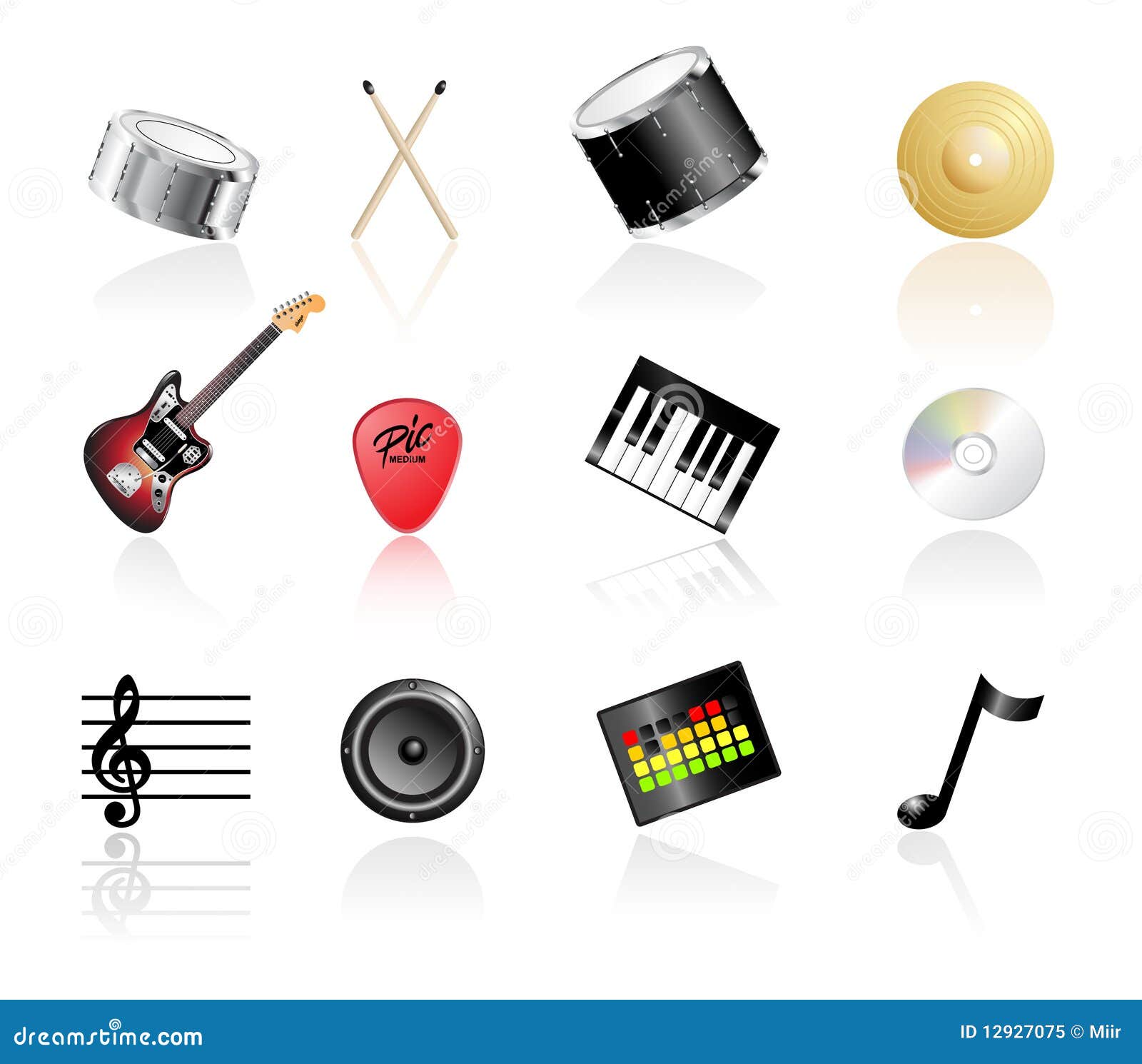 Music Icon Set stock vector. Illustration of keys, loudspeaker - 12927075