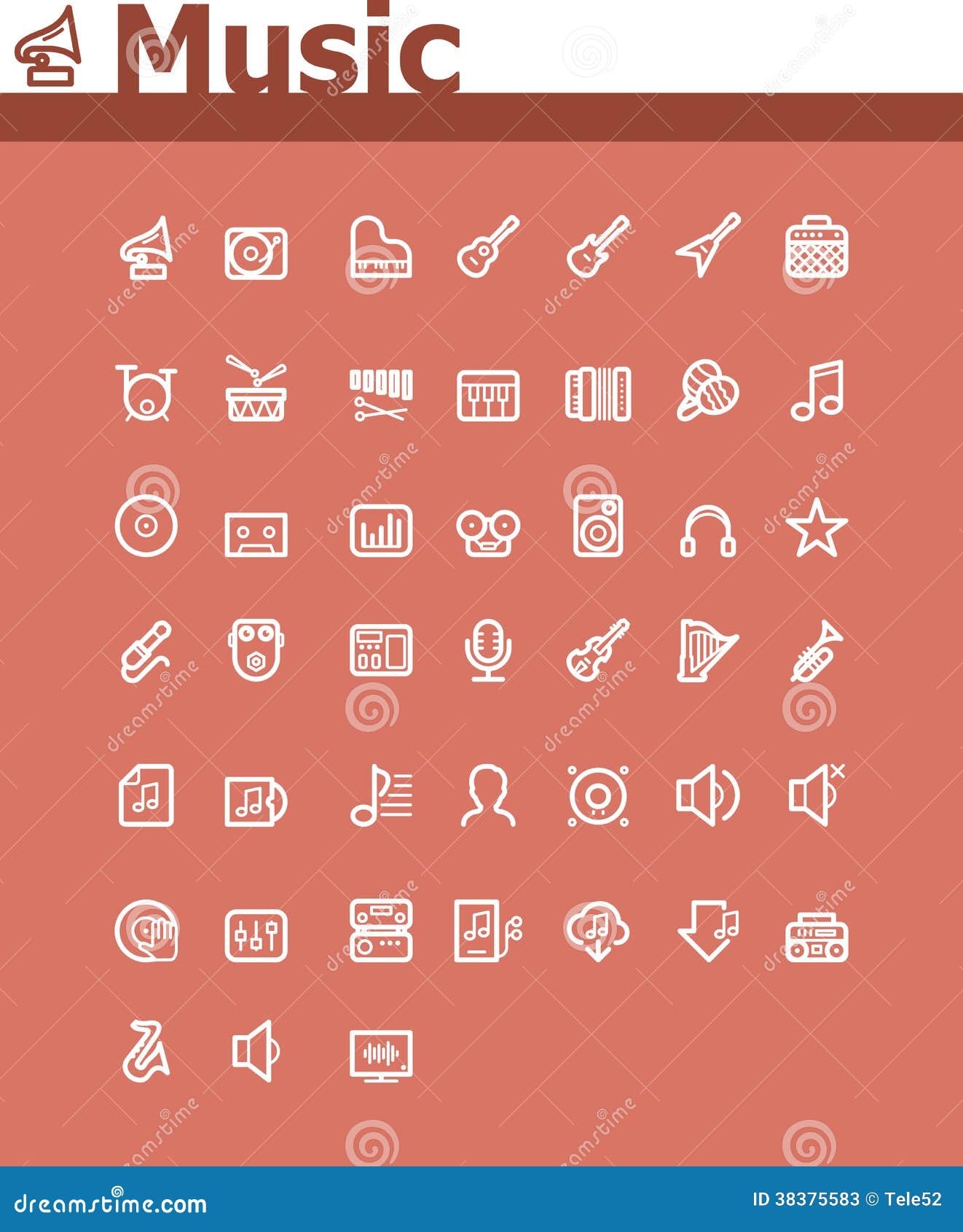 Music icon set stock vector. Illustration of guitar, design - 38375583