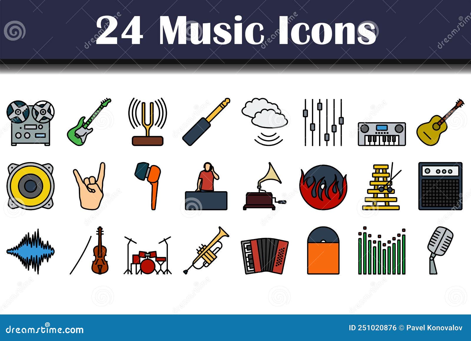 Music Icon Set stock vector. Illustration of note, instrument - 251020876