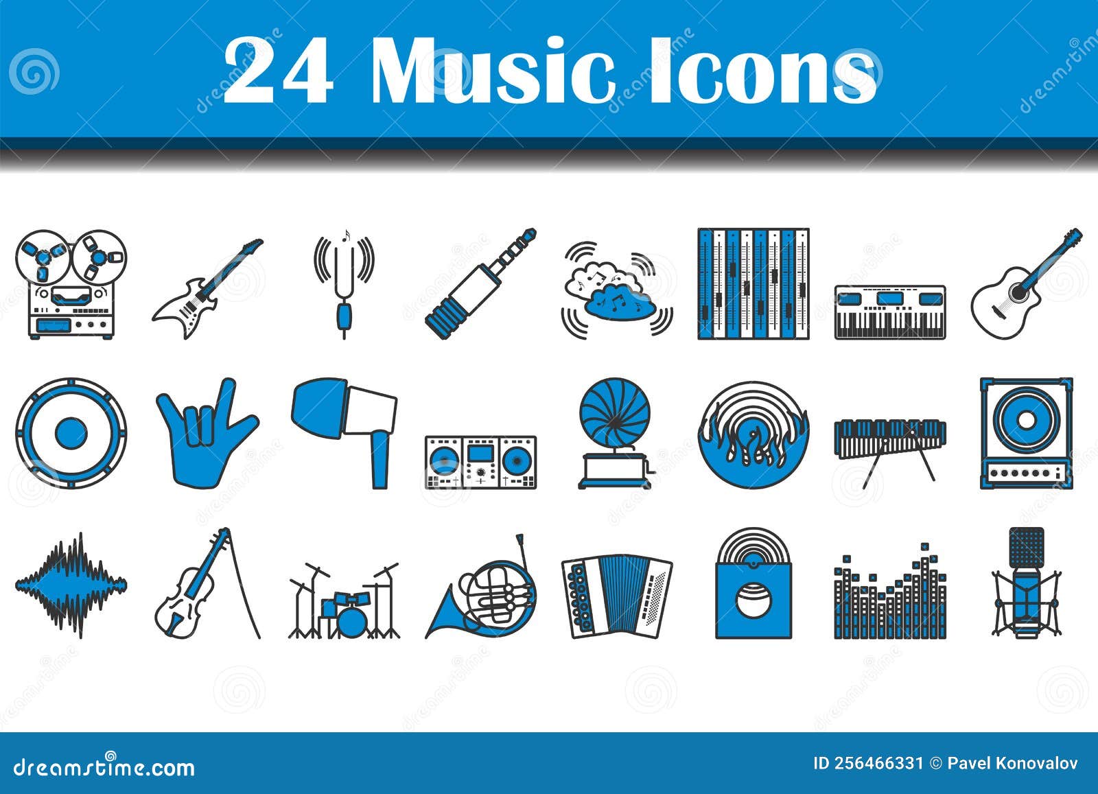 Music Icon Set stock vector. Illustration of instruments - 256466331
