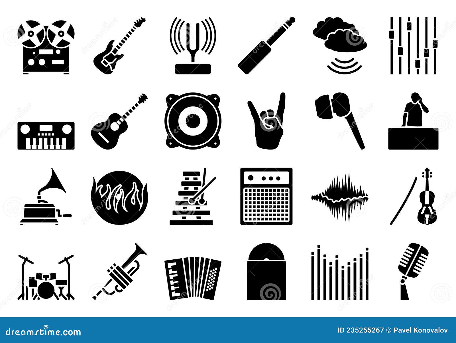 Music Icon Set stock vector. Illustration of player - 235255267