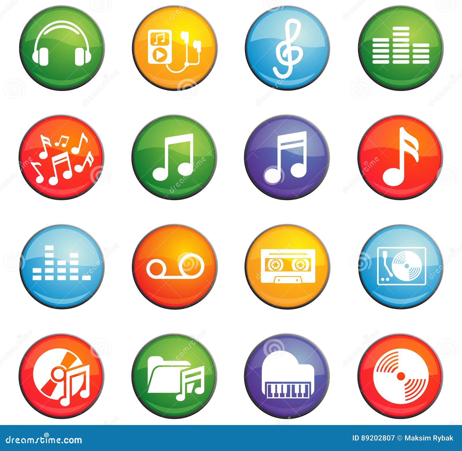 Music icon set stock illustration. Illustration of earphones - 89202807